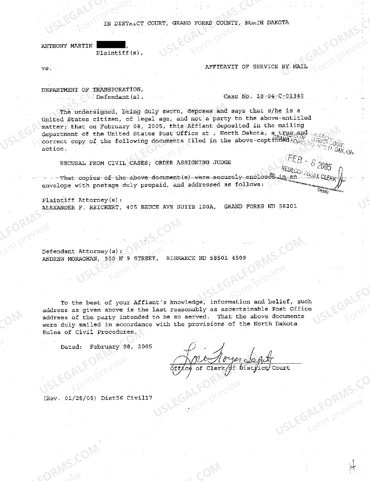 North Dakota Recusal from Civil Cases | US Legal Forms