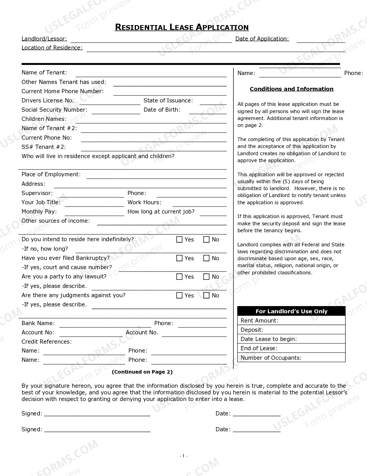 Nebraska Rental Application Form | US Legal Forms