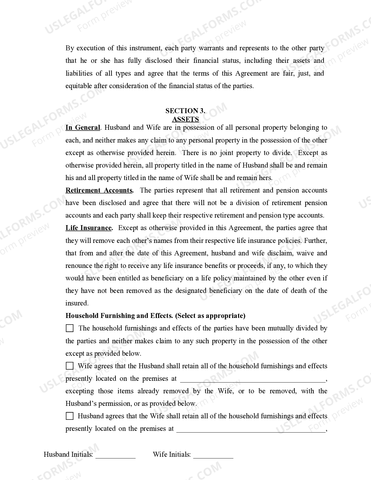 Nebraska Marital Domestic Separation and Property Settlement Agreement ...