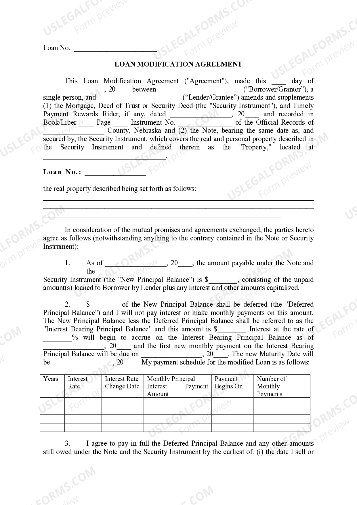 Nebraska Loan Modification Agreement - Loan Modification Attorney | US ...