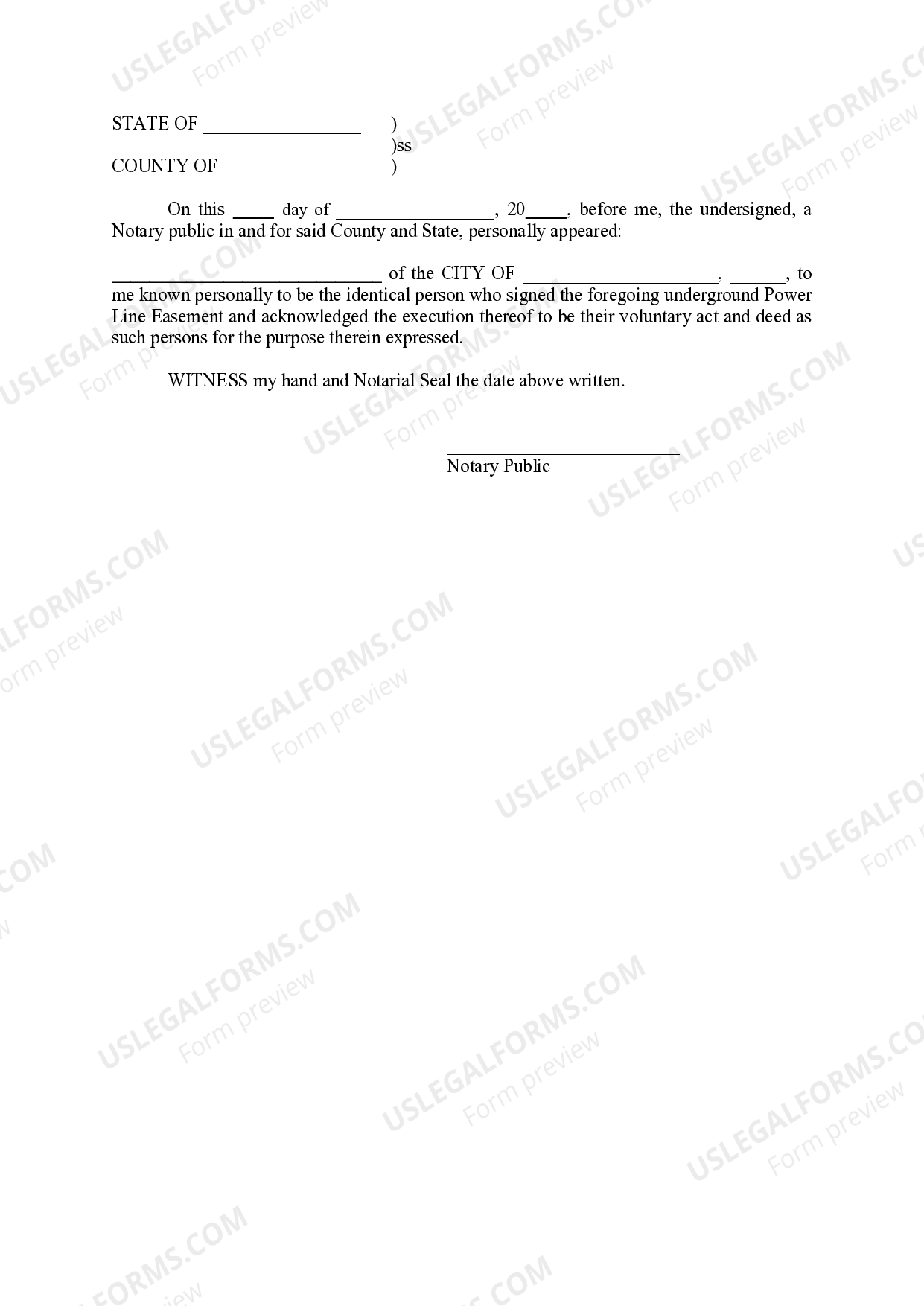 Nebraska Underground Power Line Easement | US Legal Forms
