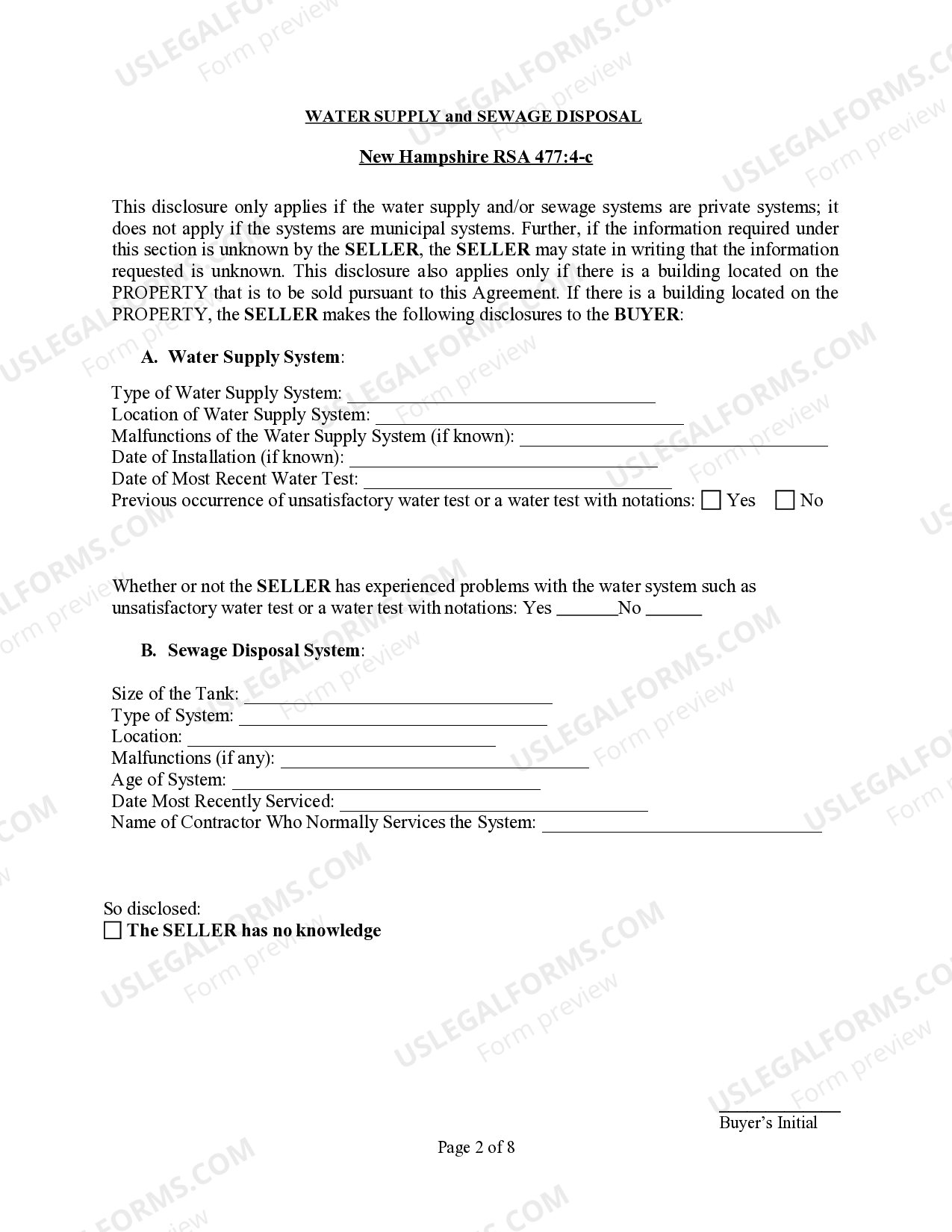 New Hampshire Commercial Real Estate Sales Disclosure Statement ...