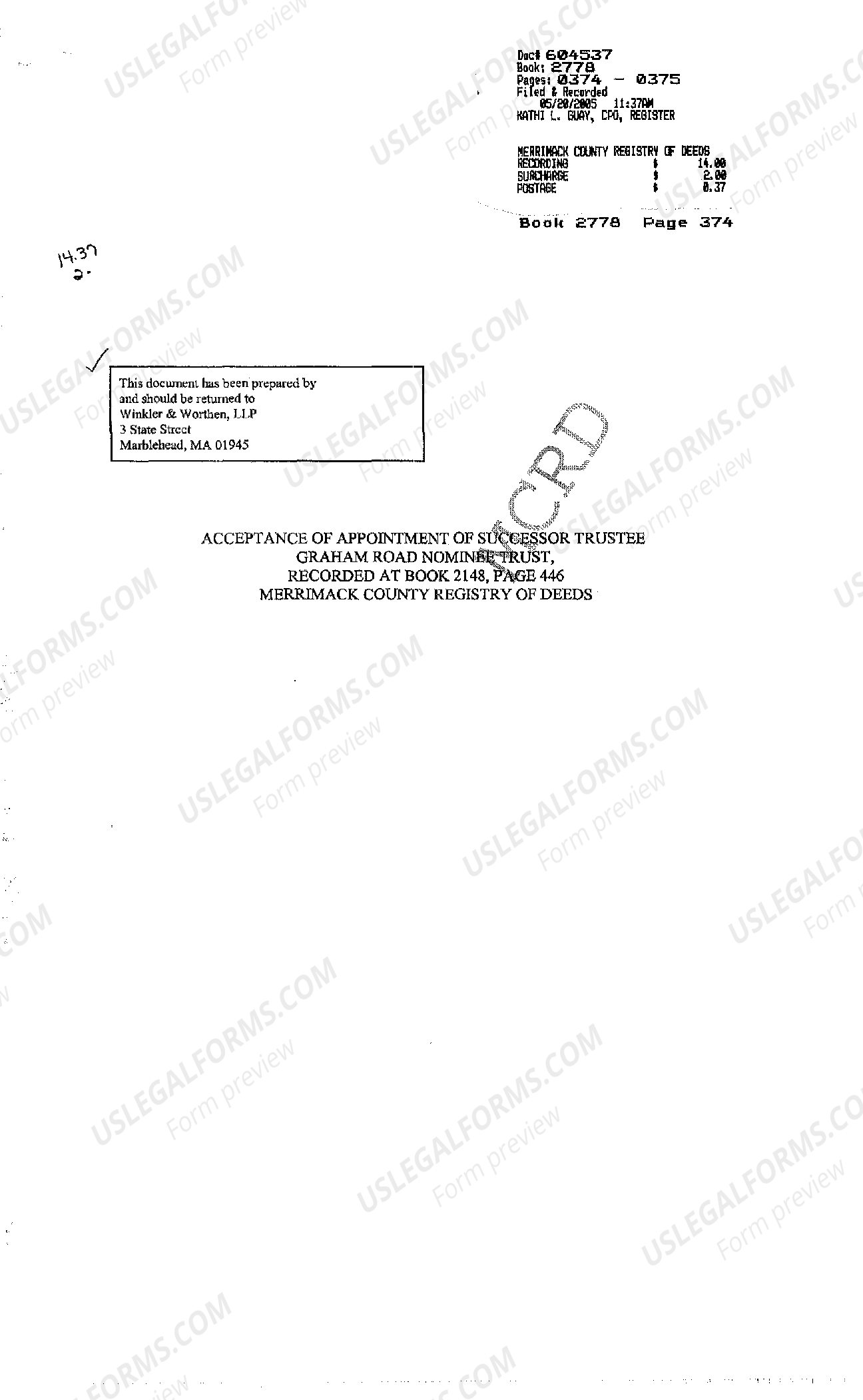 New Hampshire Acceptance of Appointment of Trustee - Acceptance Of ...