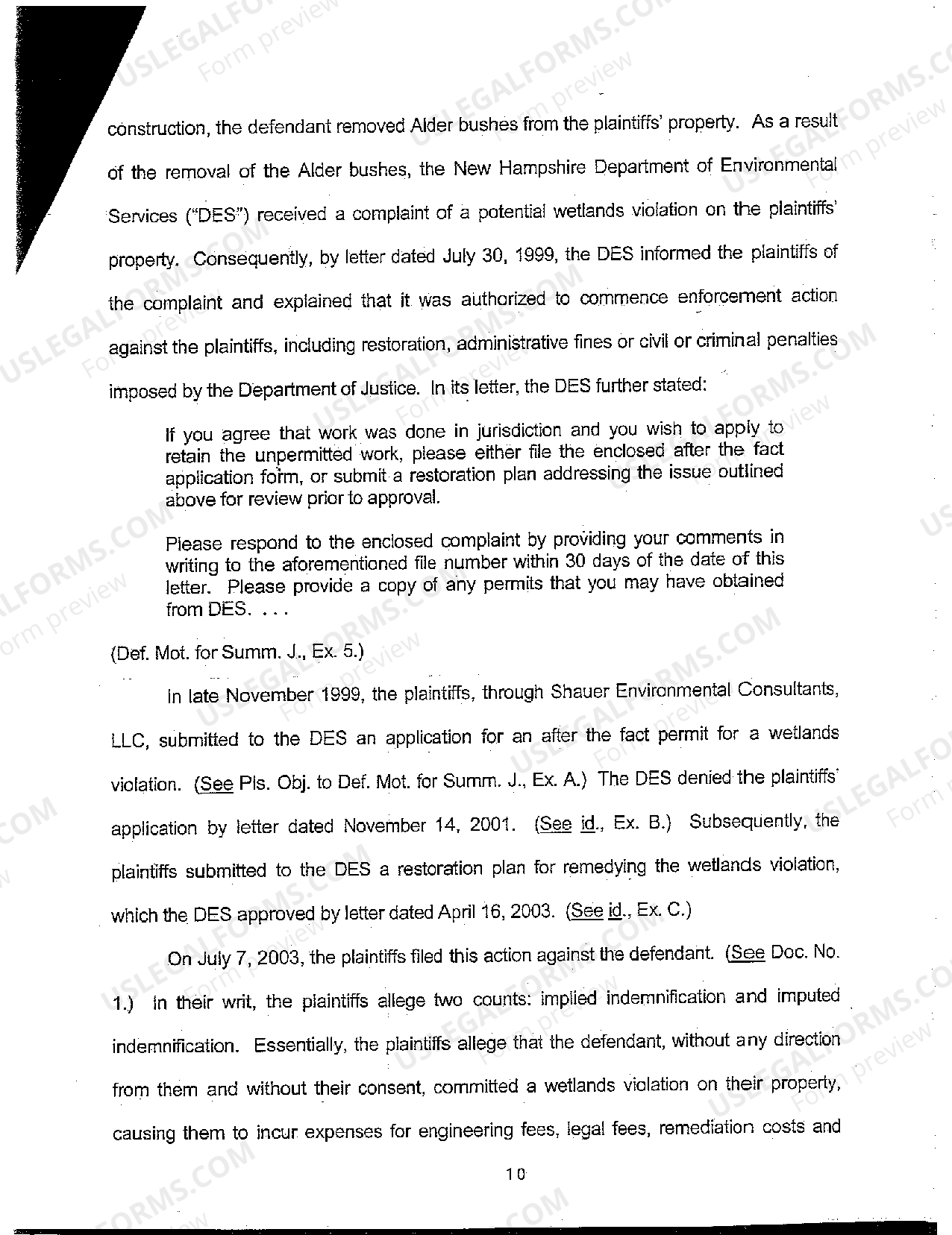 New Hampshire Order Denying Defendant's Summary Judgment Motion | US Legal Forms