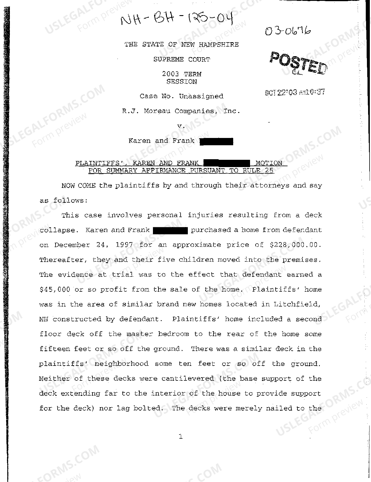 New Hampshire Plaintiffs Appellees' Motion for Summary Affirmance ...