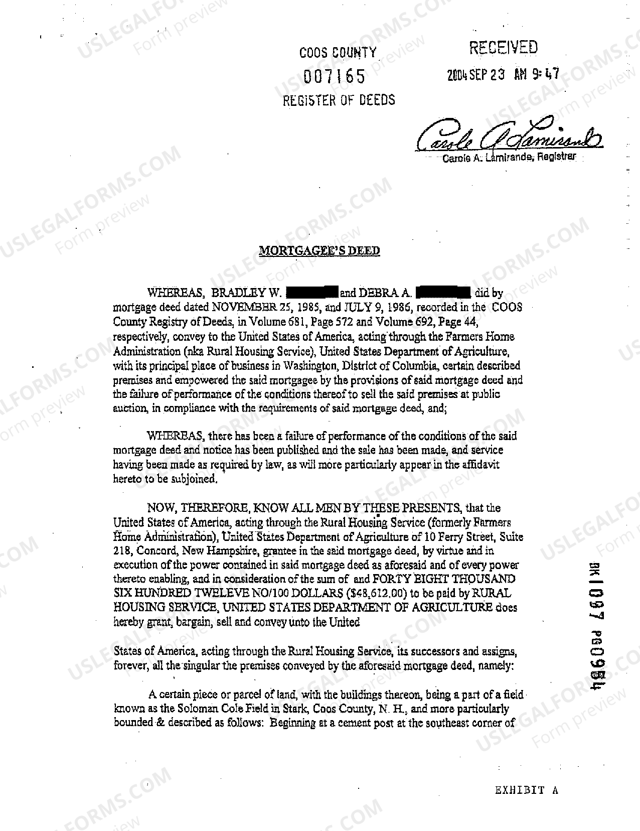 New Hampshire Complaint for Ejectment from Rural Housing Service ...