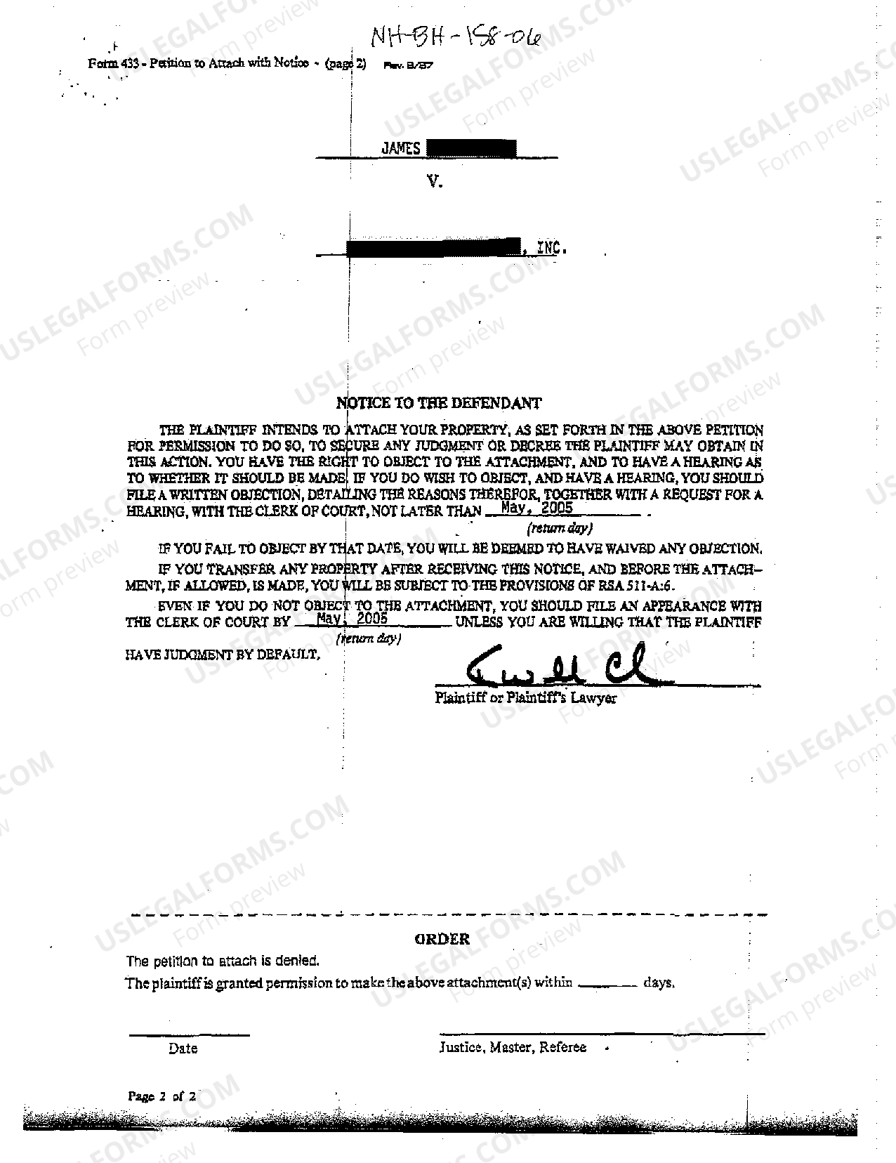 New Hampshire Notice to the Defendant | US Legal Forms