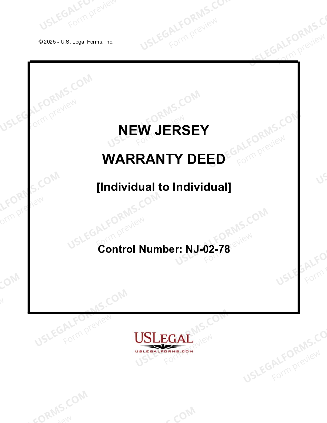 New Jersey Warranty Deed from Individual to Individual | US Legal Forms