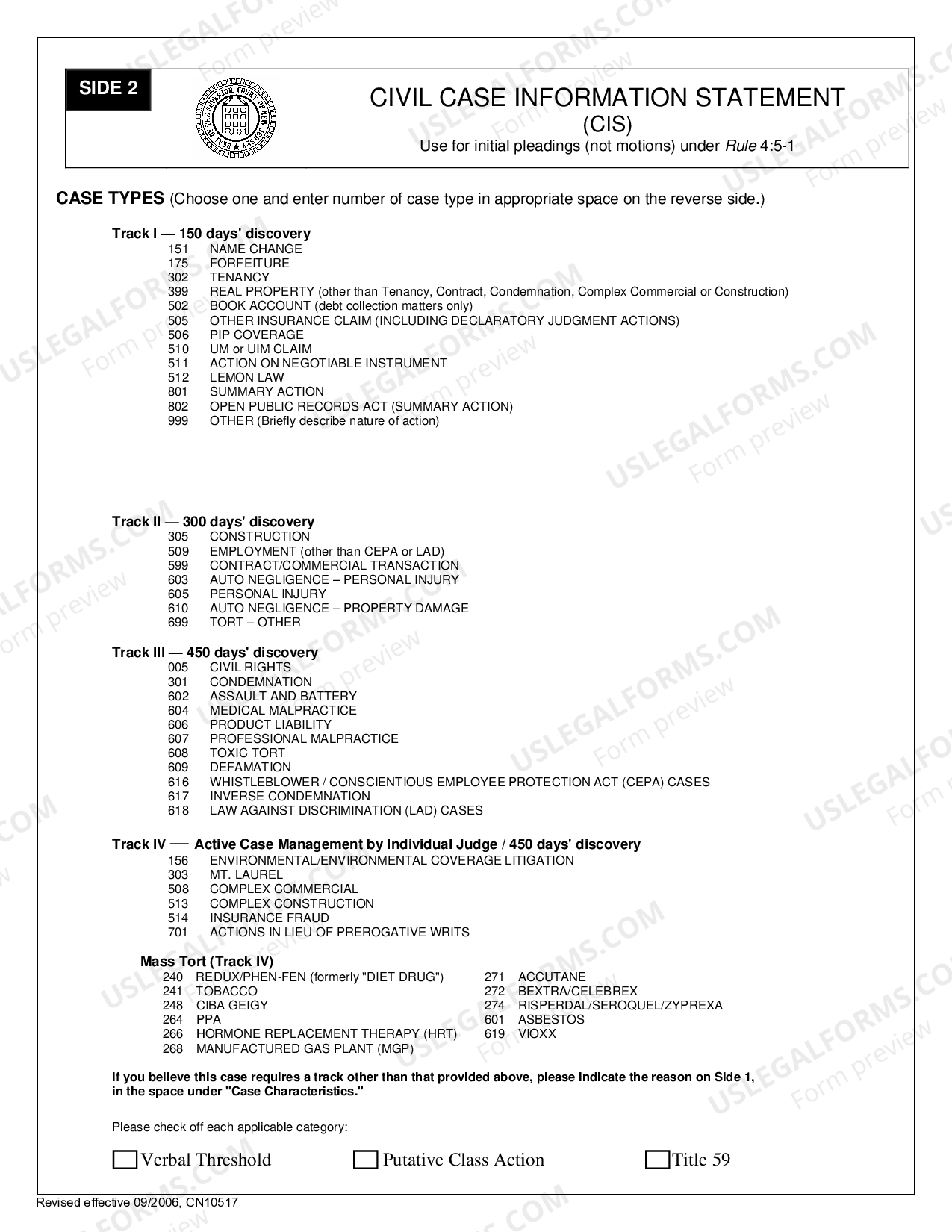 New Jersey Civil Information Statement | US Legal Forms