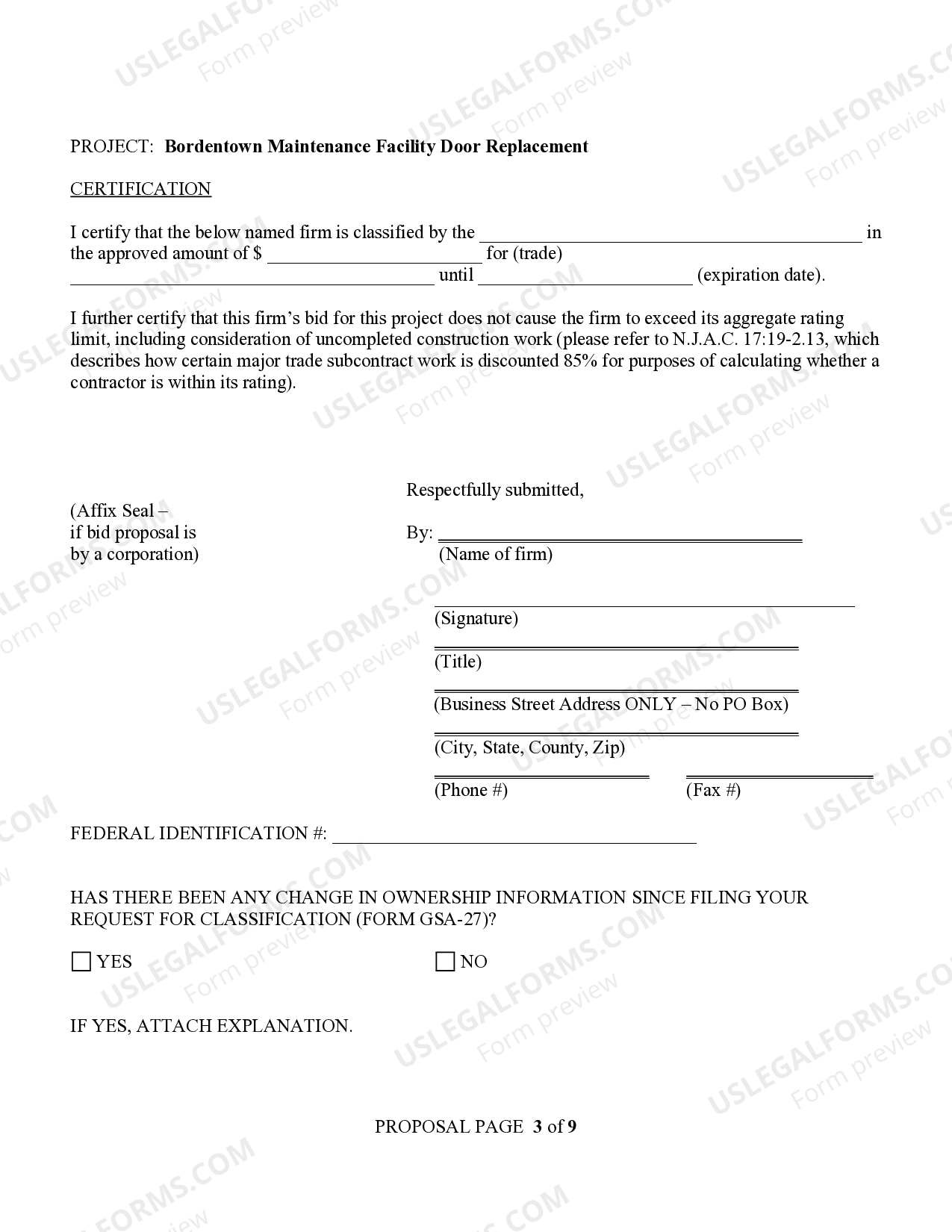 New Jersey Informal Bid Proposal Form | US Legal Forms