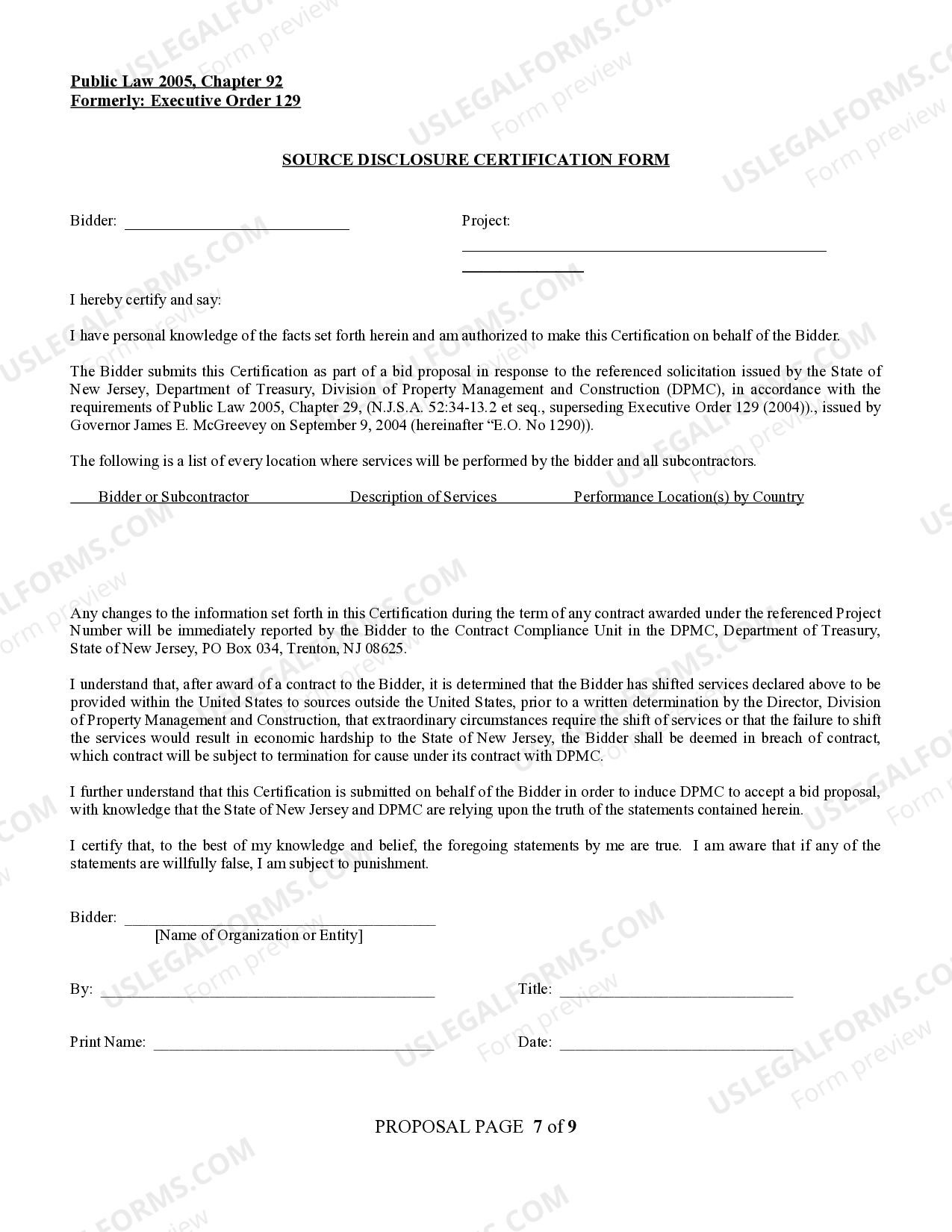 New Jersey Informal Bid Proposal Form | US Legal Forms
