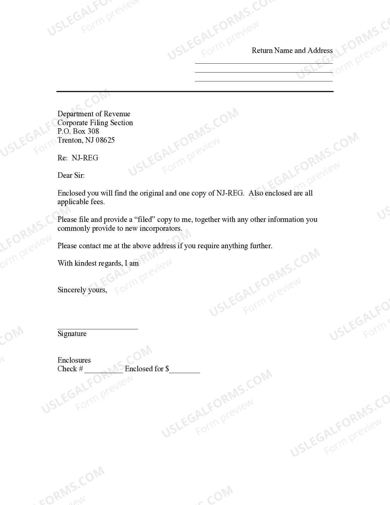 Sample Transmittal Letter to Secretary of State's Office to File ...