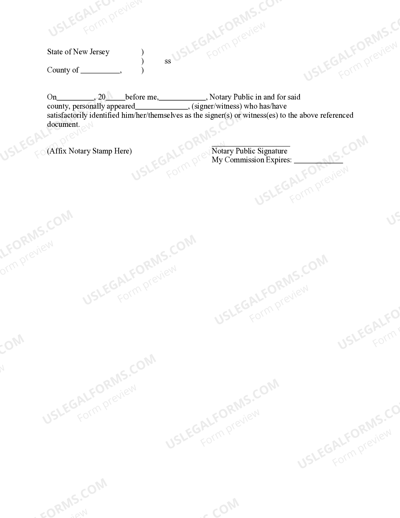 New Jersey Acknowledgment for Individuals | US Legal Forms