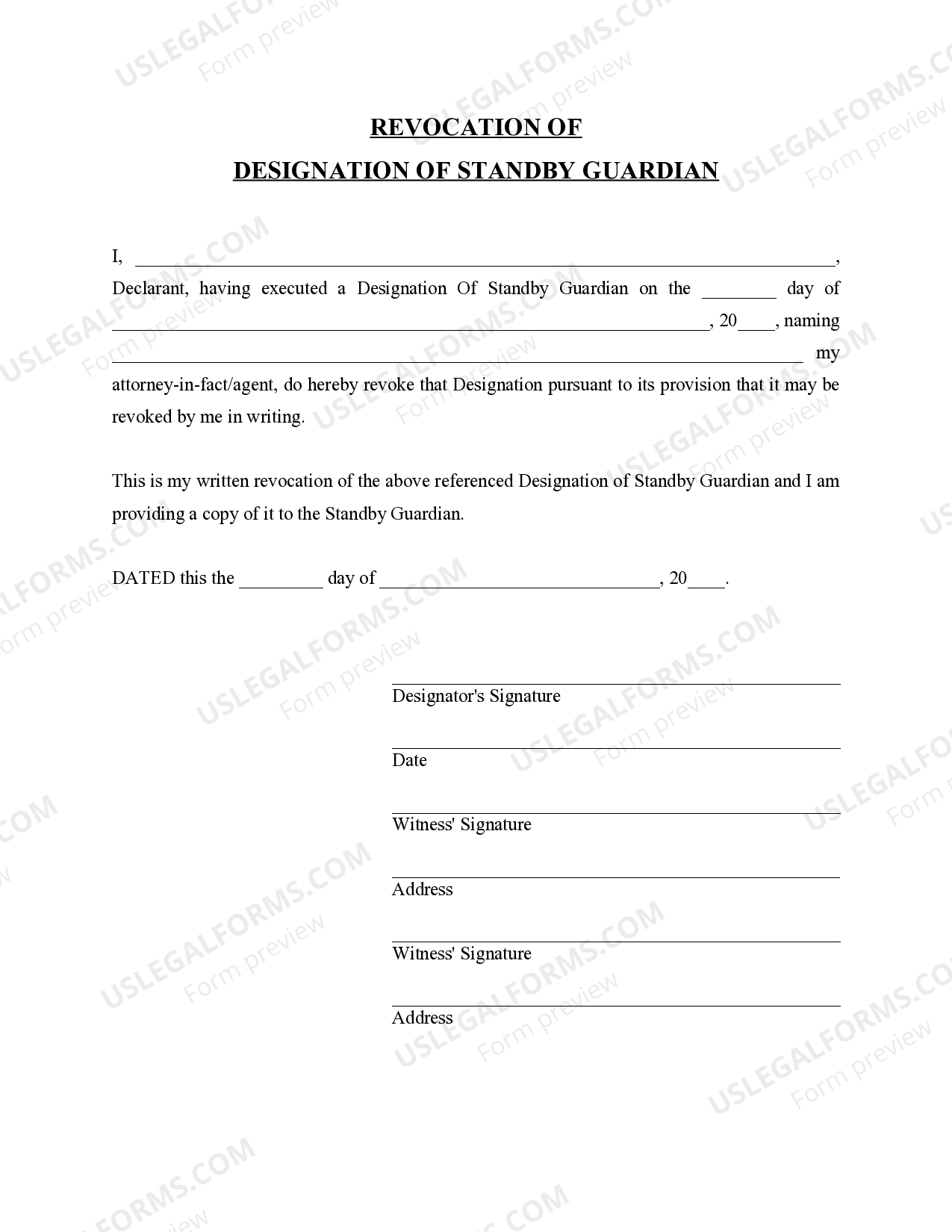 New Jersey Revocation of Designation of Standby Guardian - New Jersey ...