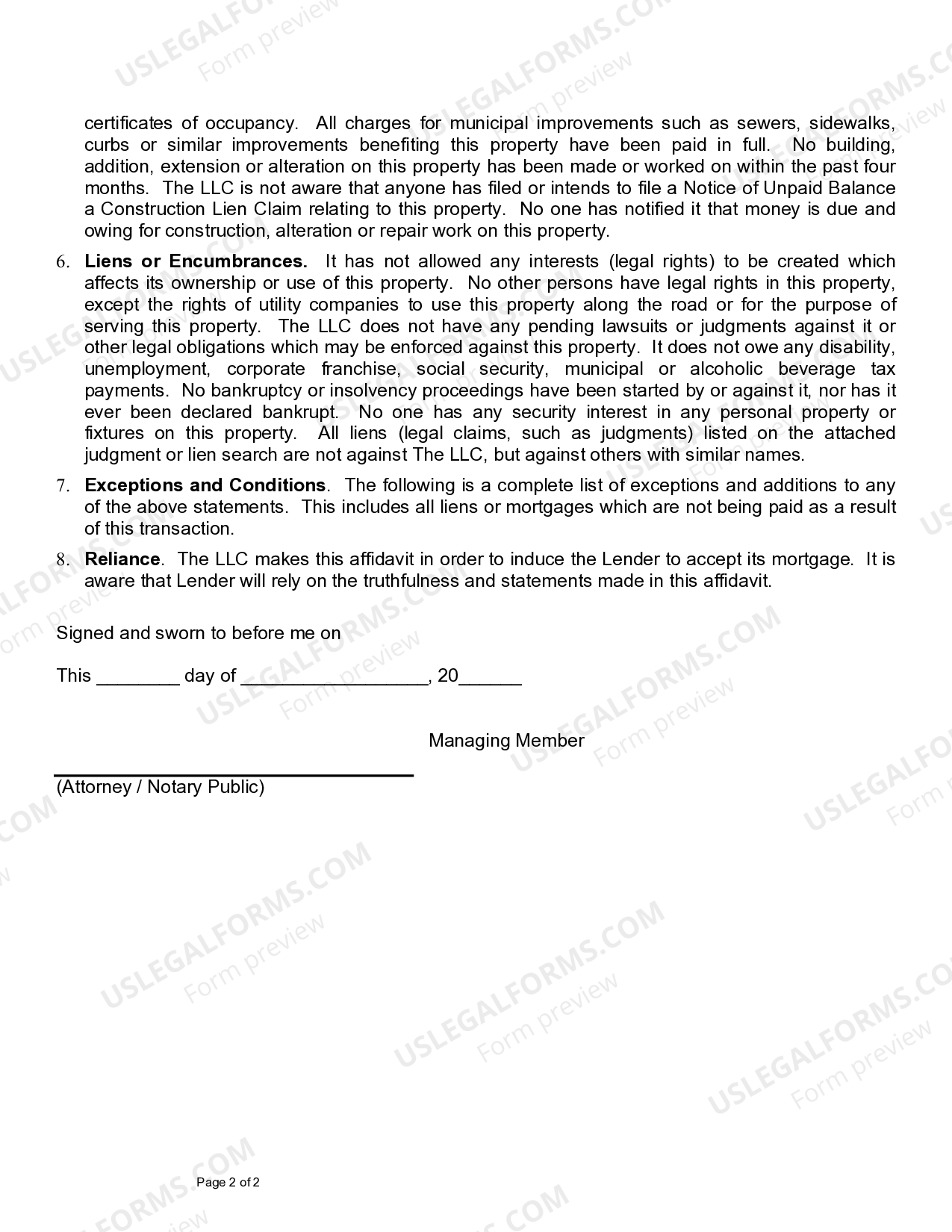 New Jersey Affidavit of Title (LLC) | US Legal Forms