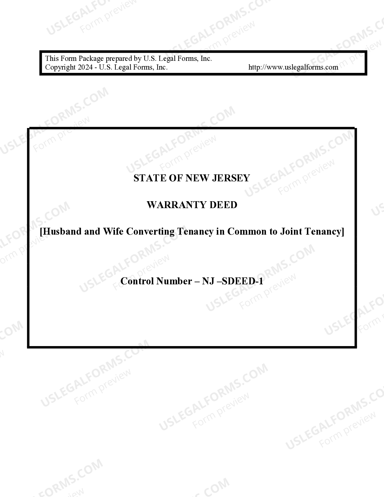 New Jersey Warranty Deed for Husband and Wife Converting Property from ...