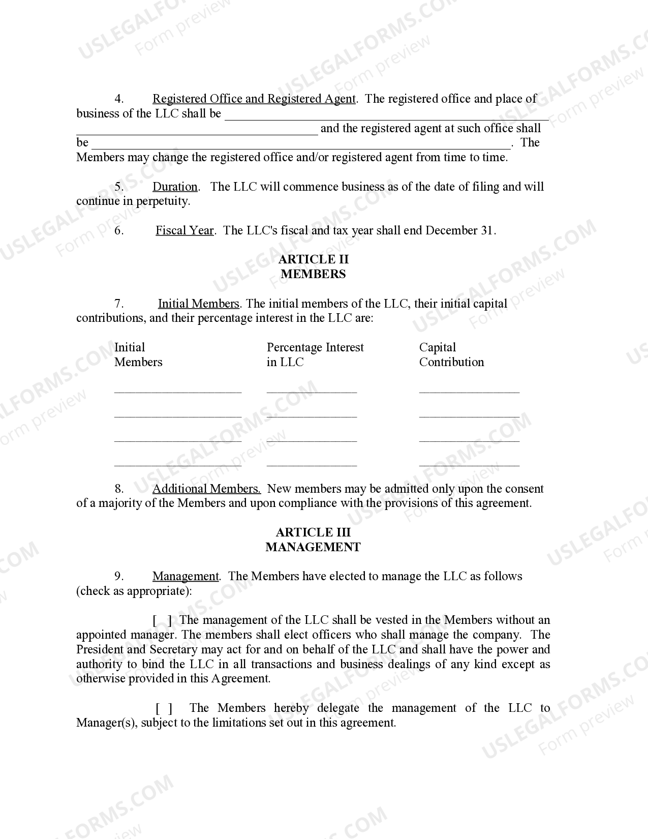 New Mexico Limited Liability Company LLC Operating Agreement | US Legal ...