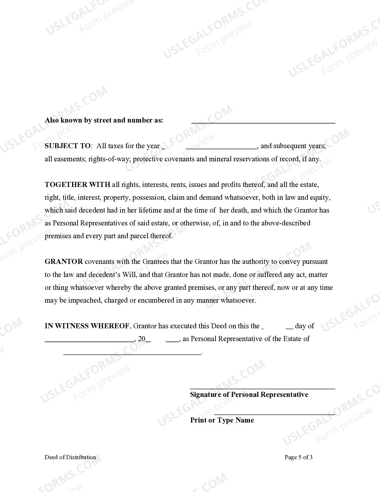 New Mexico Deed of Distribution u00 Personal Representative to Two ...