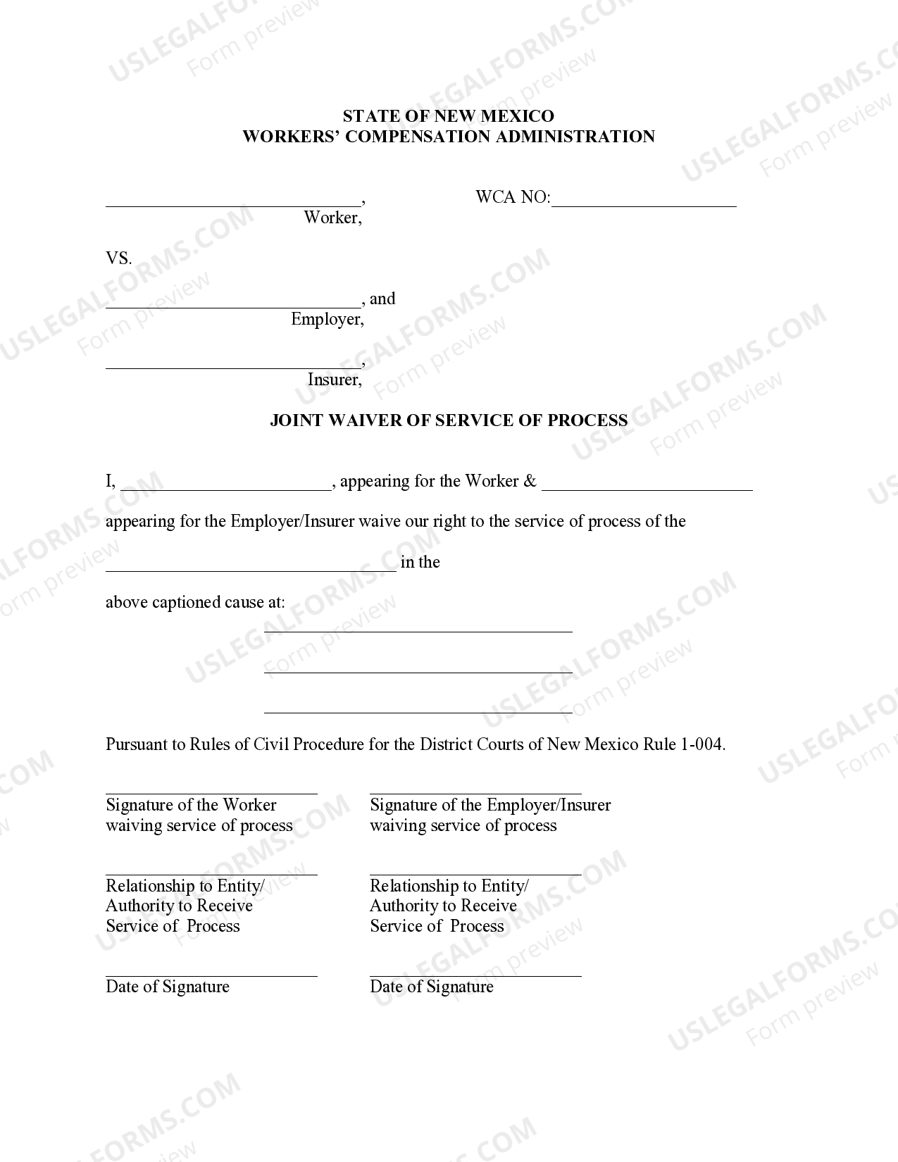Workers Comp Waiver Form For New Mexico Form | US Legal Forms