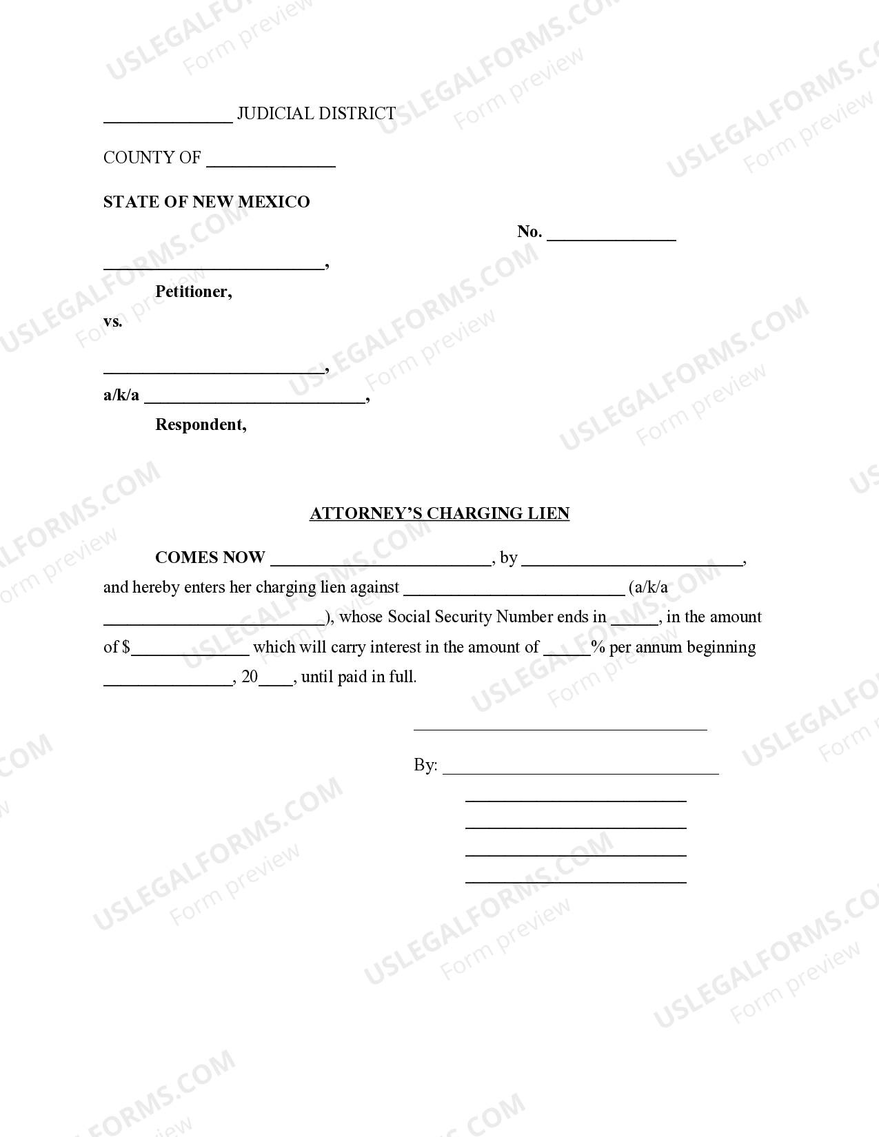 New Mexico Attorney Charging Lien | US Legal Forms