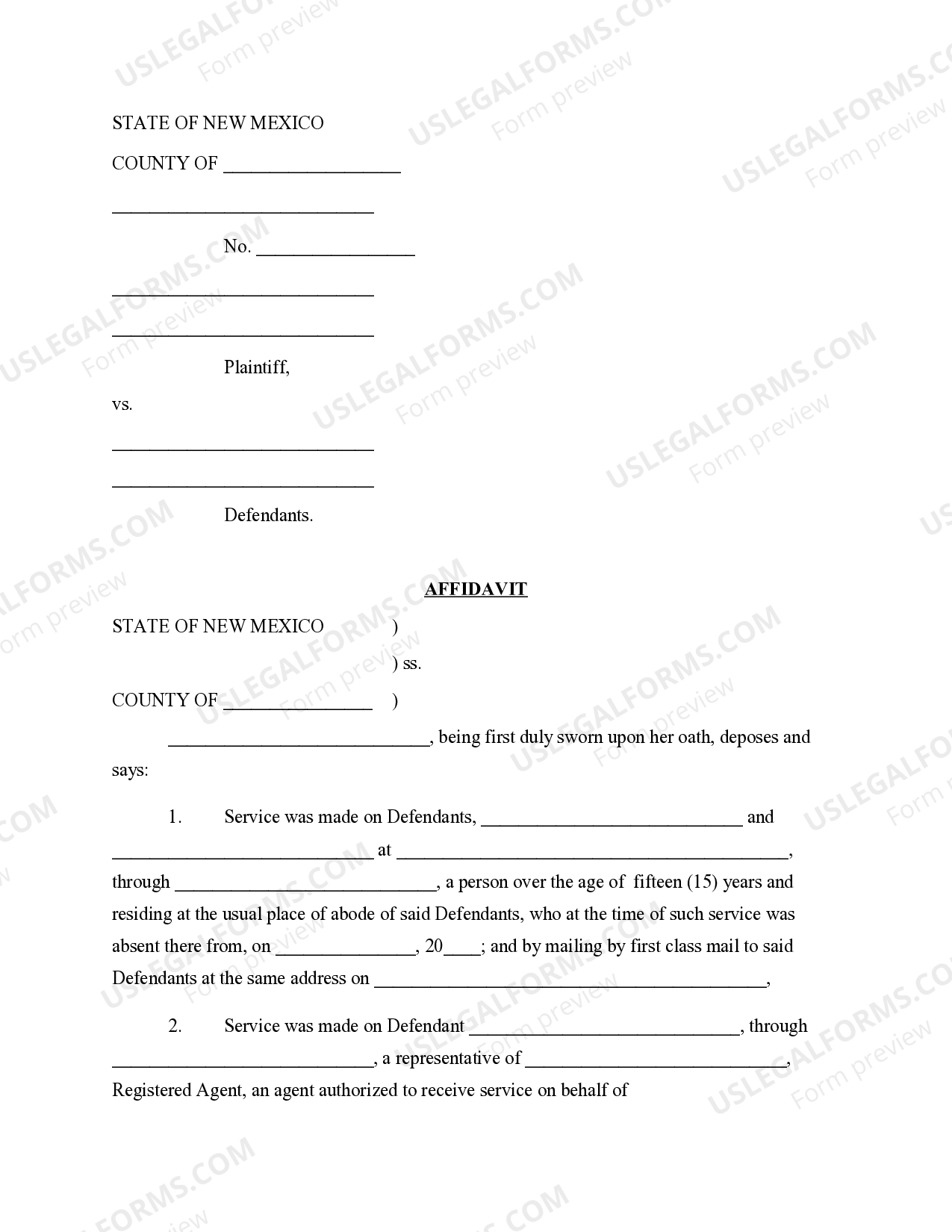New Mexico Affidavit of Service - What Is Affidavit Of Service | US ...