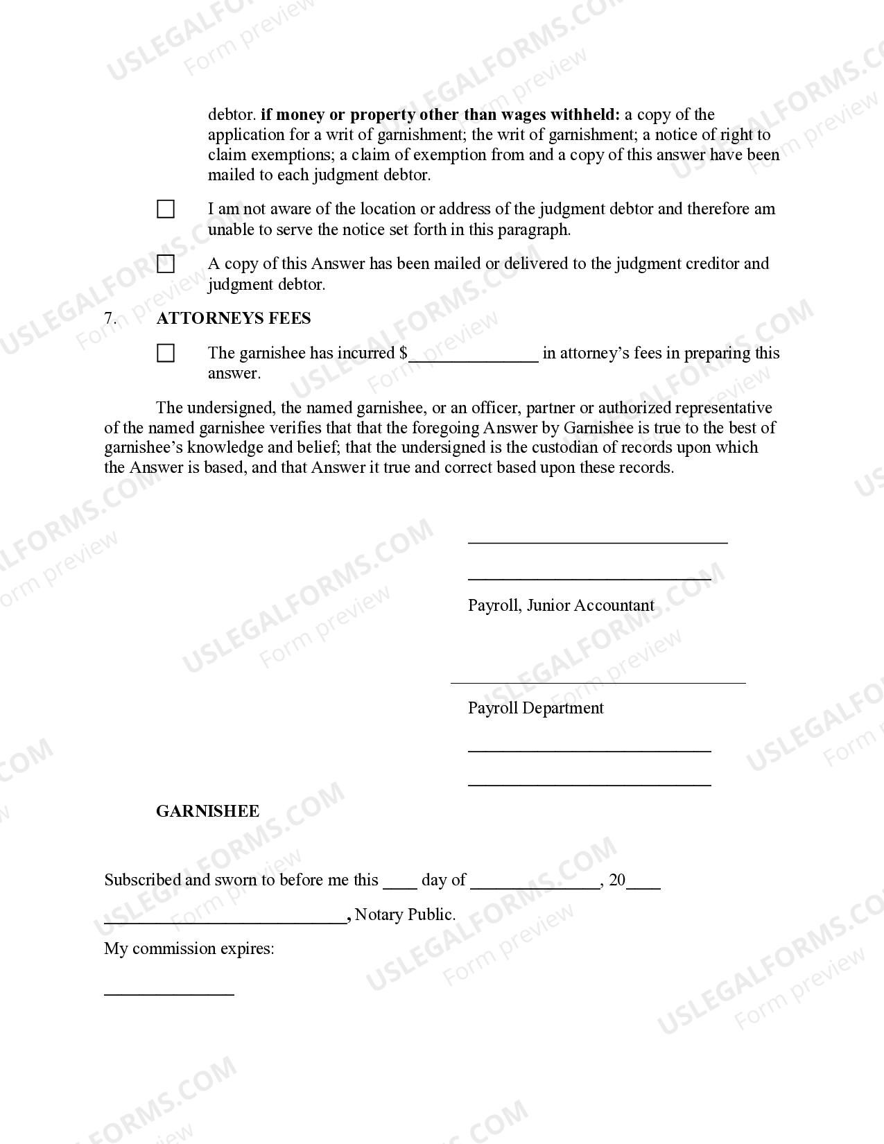 New Mexico Answer by Garnishee | US Legal Forms