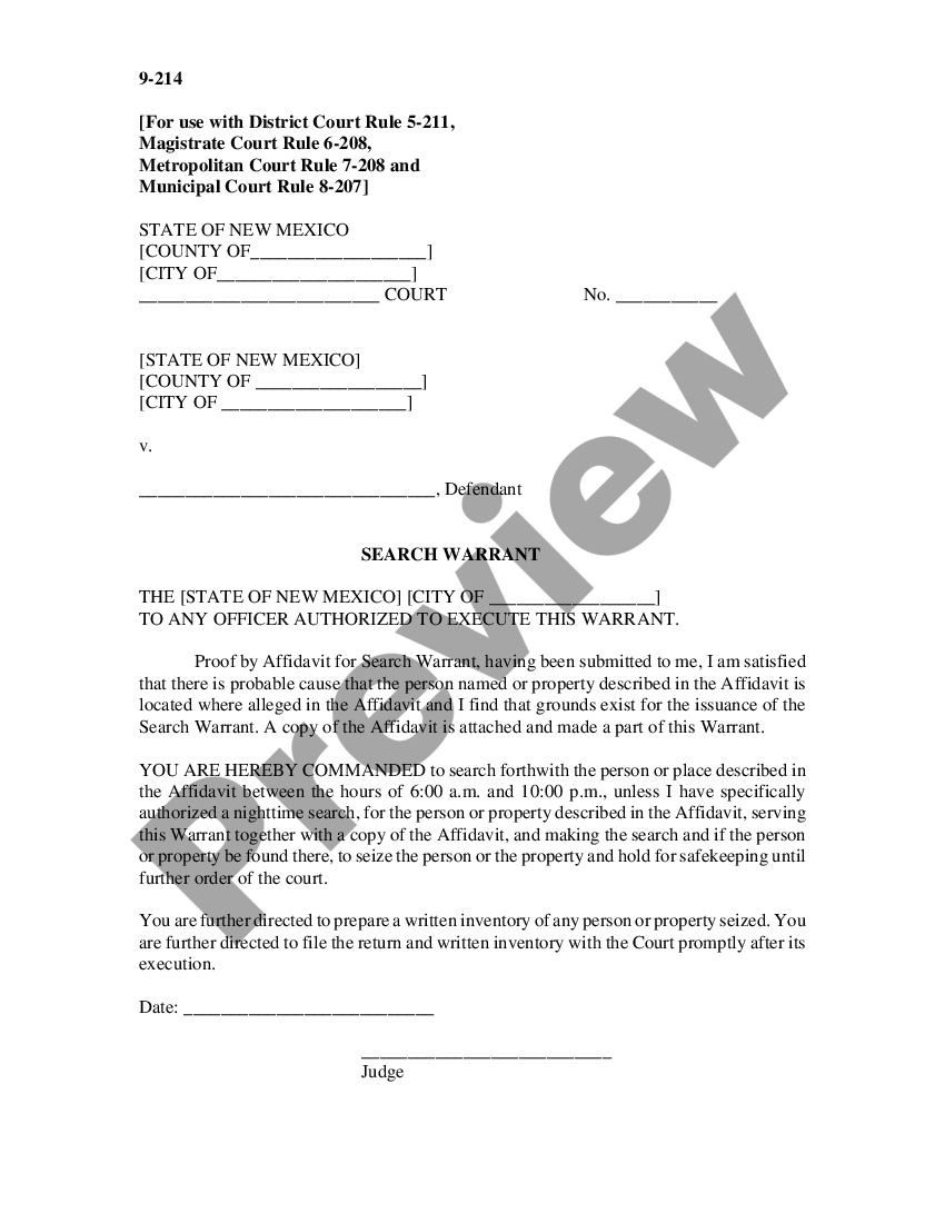 Search Warrant Template