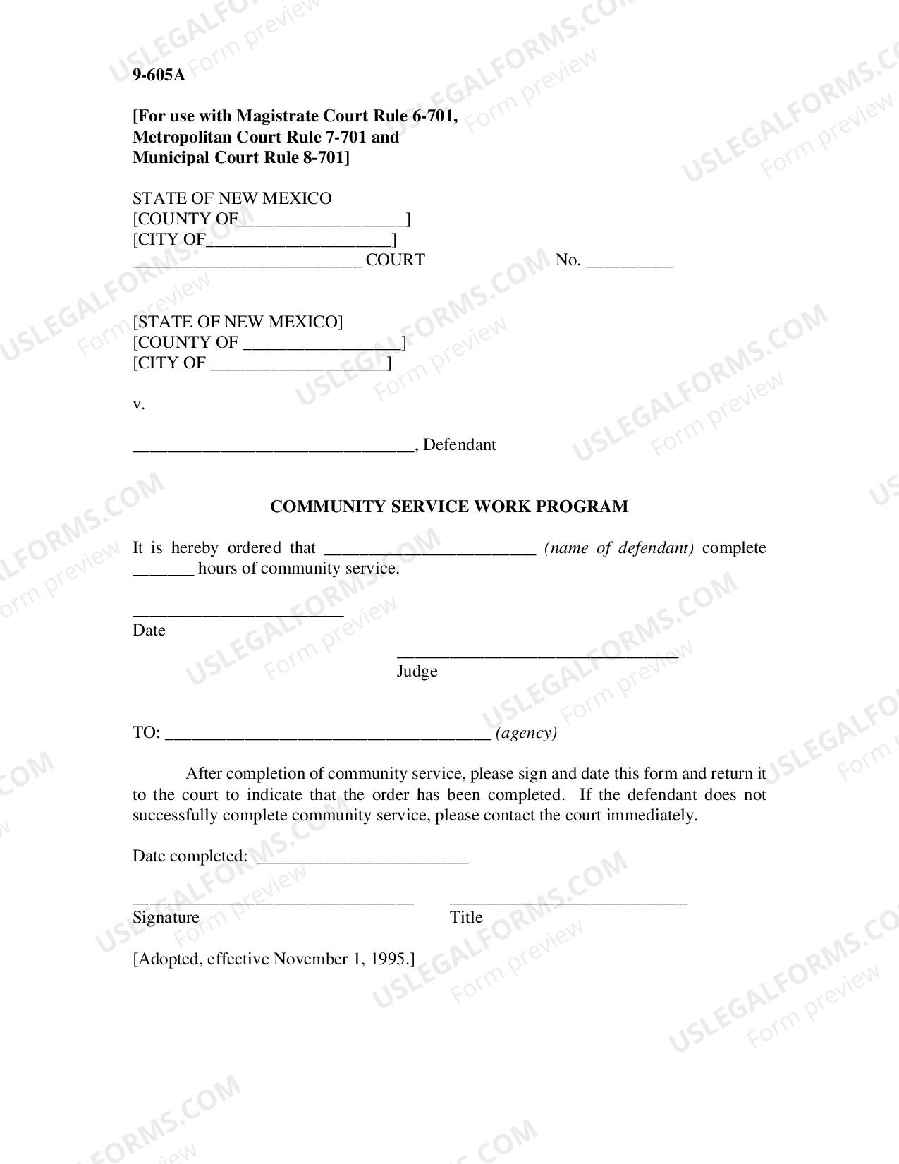 New Mexico Community Service Work Program | US Legal Forms