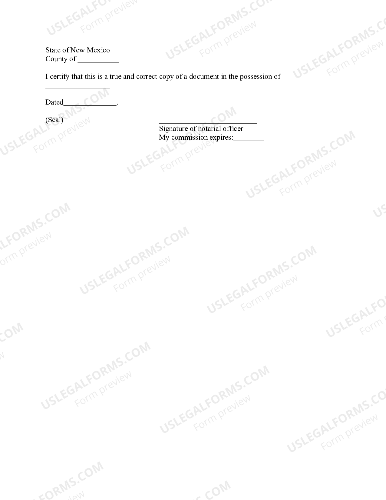 New Mexico Acknowledgment for Attesting | US Legal Forms