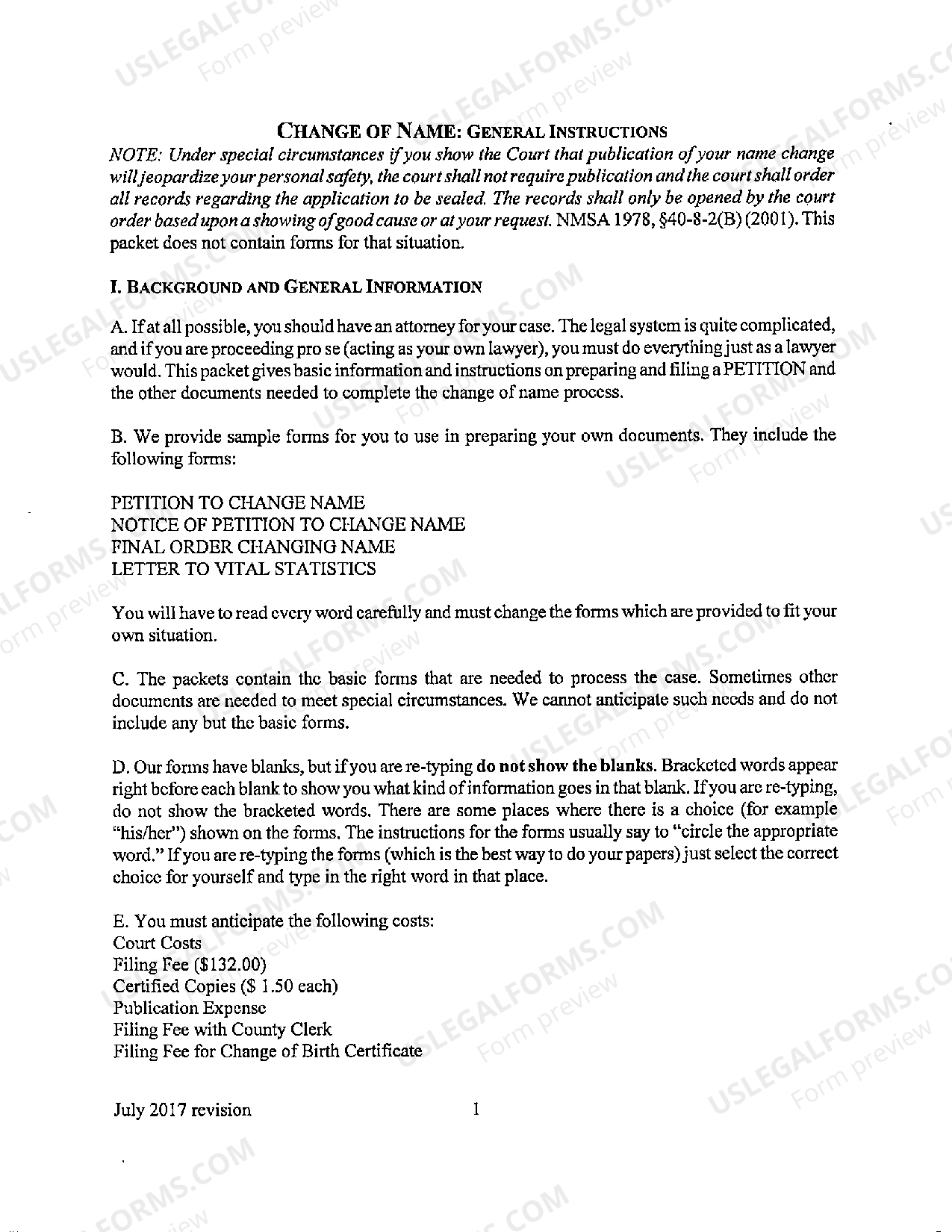 New Mexico Name Change Instructions and Forms for an Adult - McKinley ...