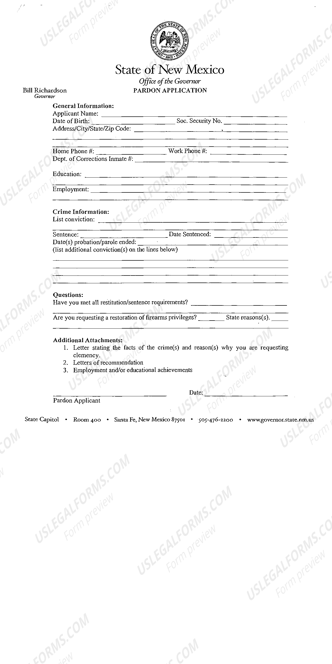 New Mexico Pardon Application Form | US Legal Forms