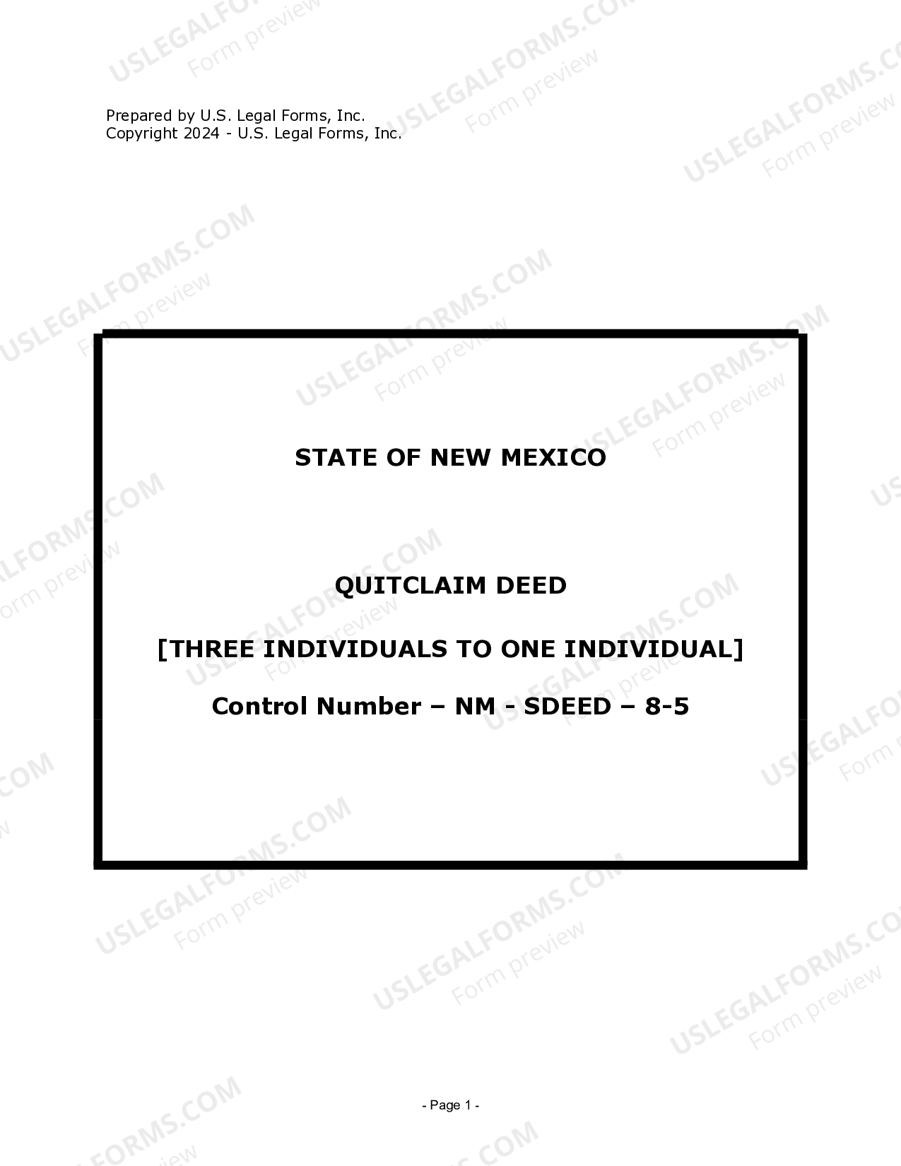 New Mexico Quitclaim Deed for Three Individuals to One Individual | US ...