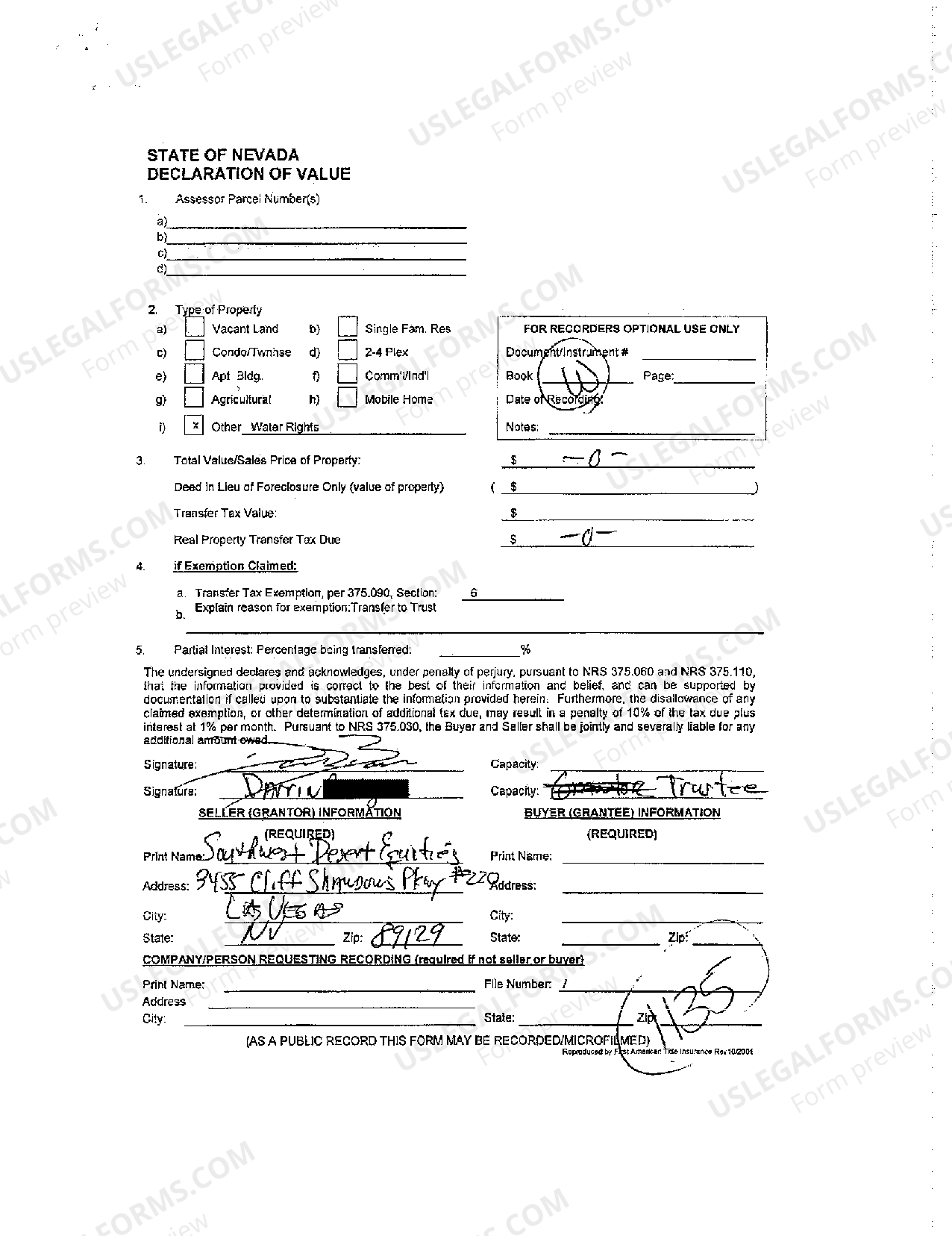 Nevada Water Rights Deed | US Legal Forms