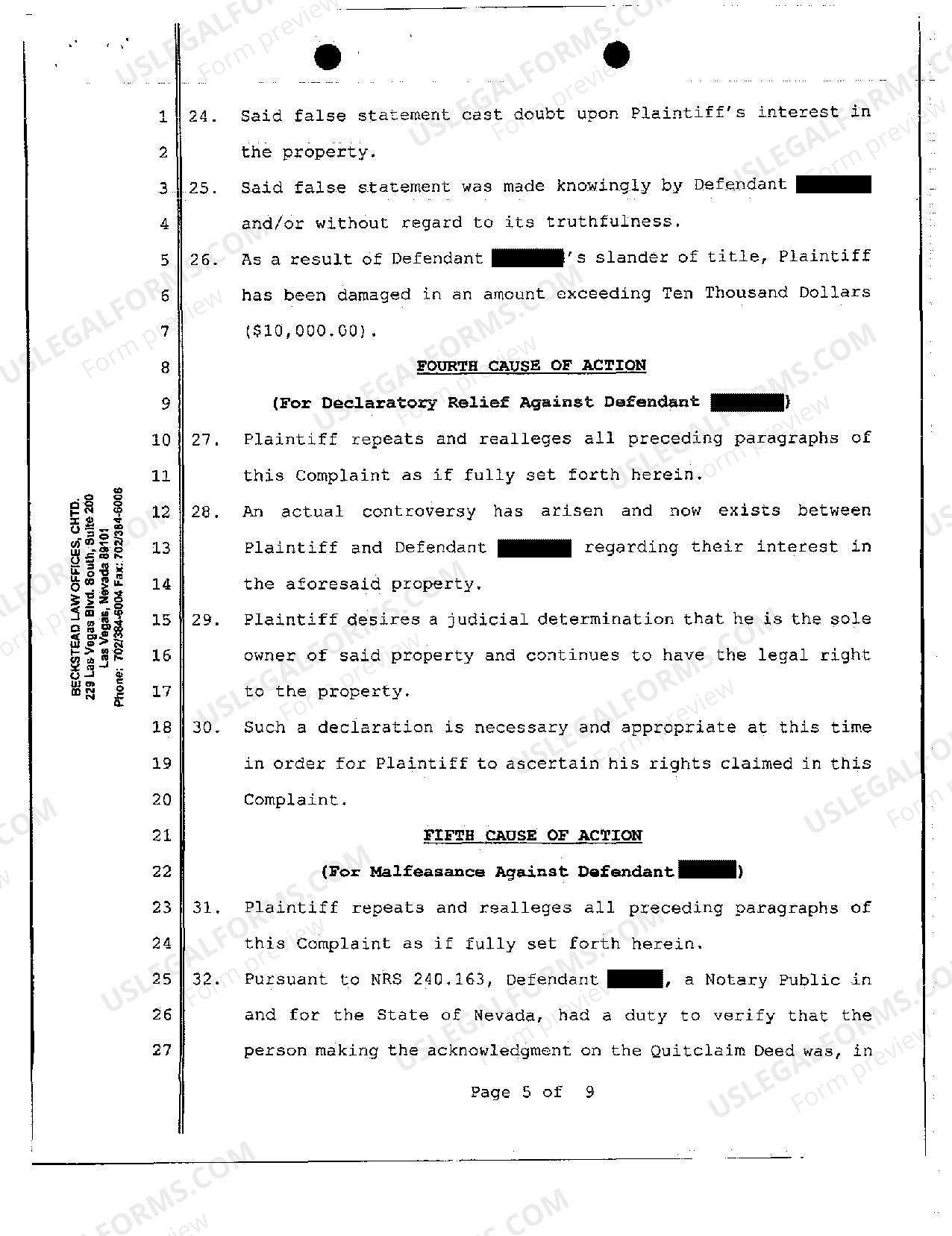 Nevada Verified Complaint - Quiet Title Action Nevada | US Legal Forms