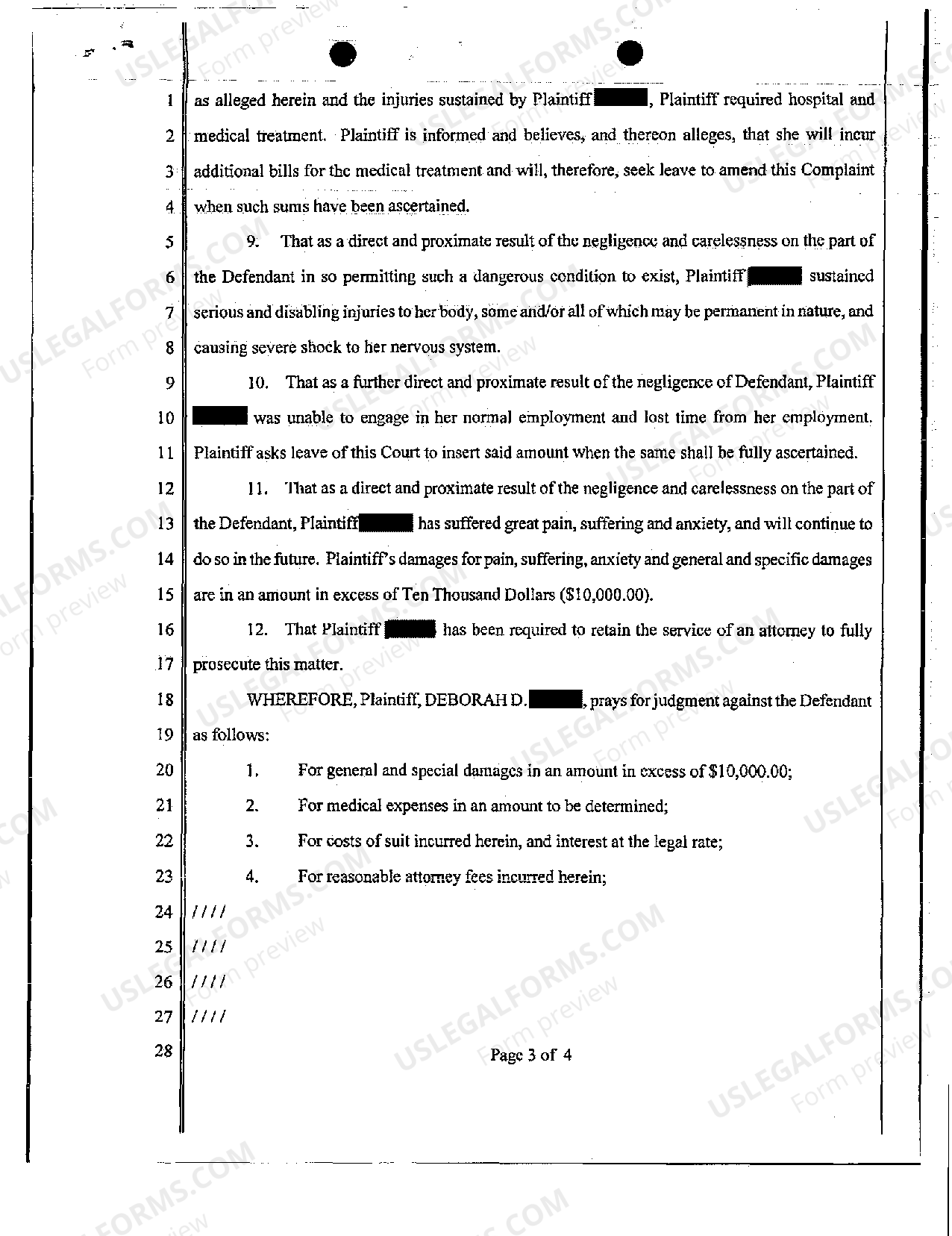 Nevada Complaint - Personal Injury Slip and Fall in a Restroom of ...