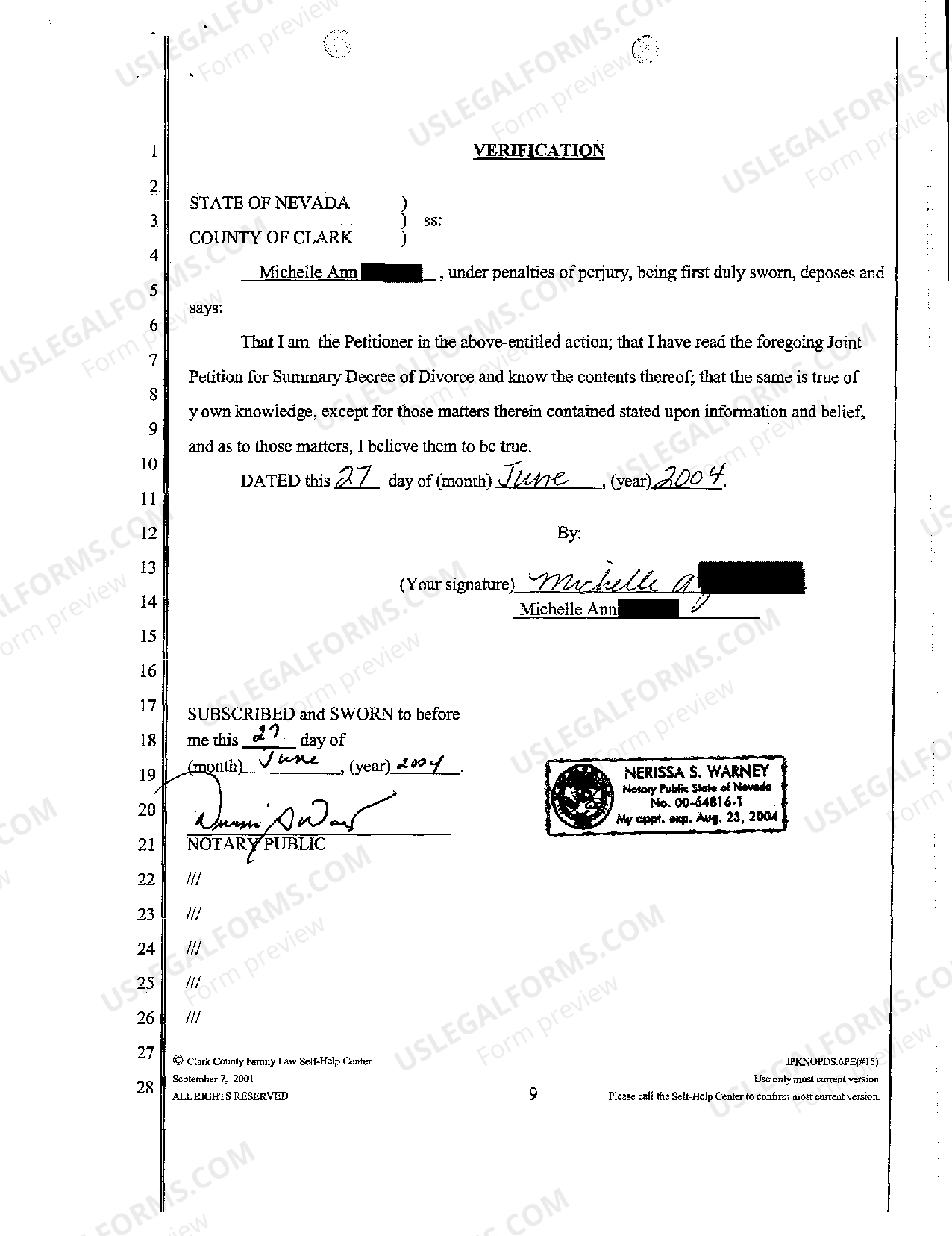 Nevada Joint Petition for Summary Decree of Divorce with Children ...