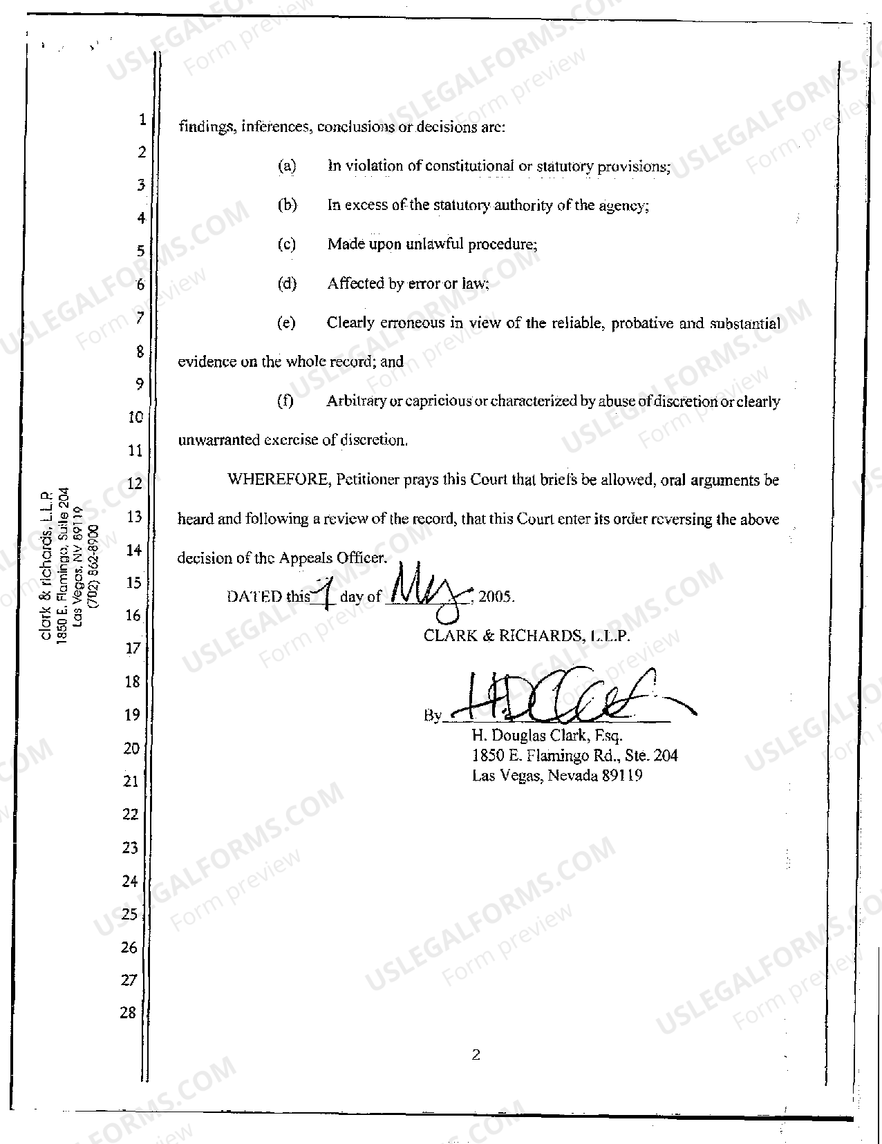 Nevada Petition for Judicial Review of Decision by an Appeals Officer | US Legal Forms