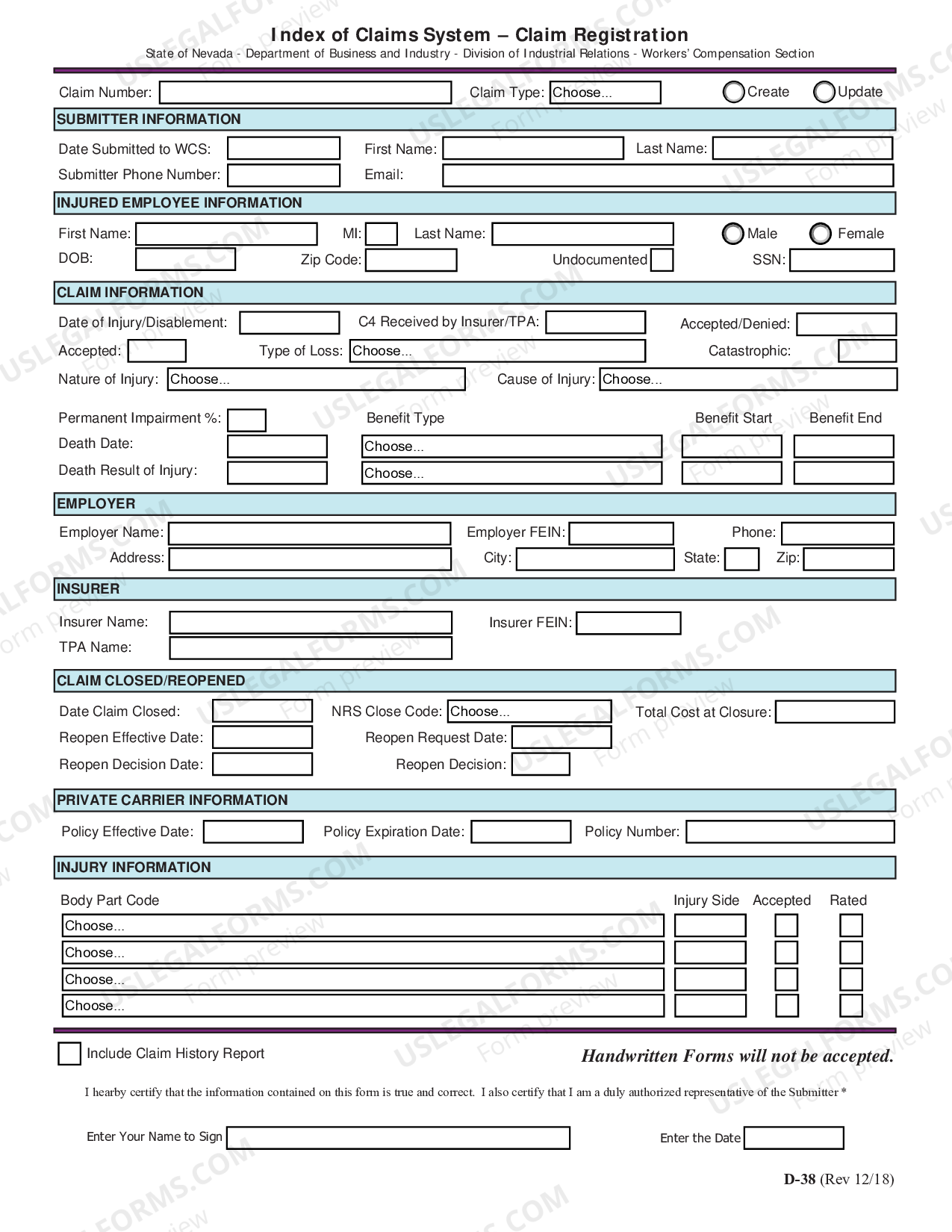 Nevada Index of Claims System - Claim Registration/Update/Request ...