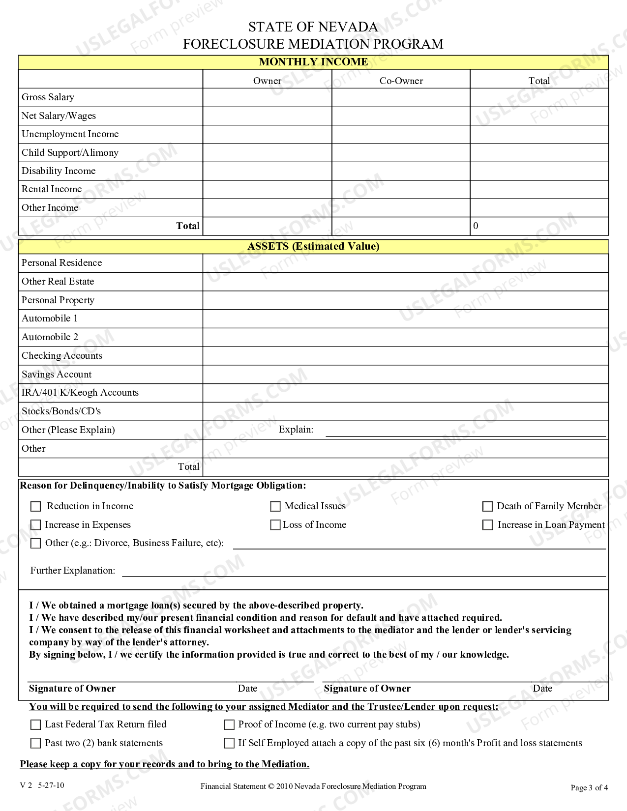 Nevada Foreclosure Mediation Election / Waiver, Worksheet - Nevada Foreclosure Mediation | US ...