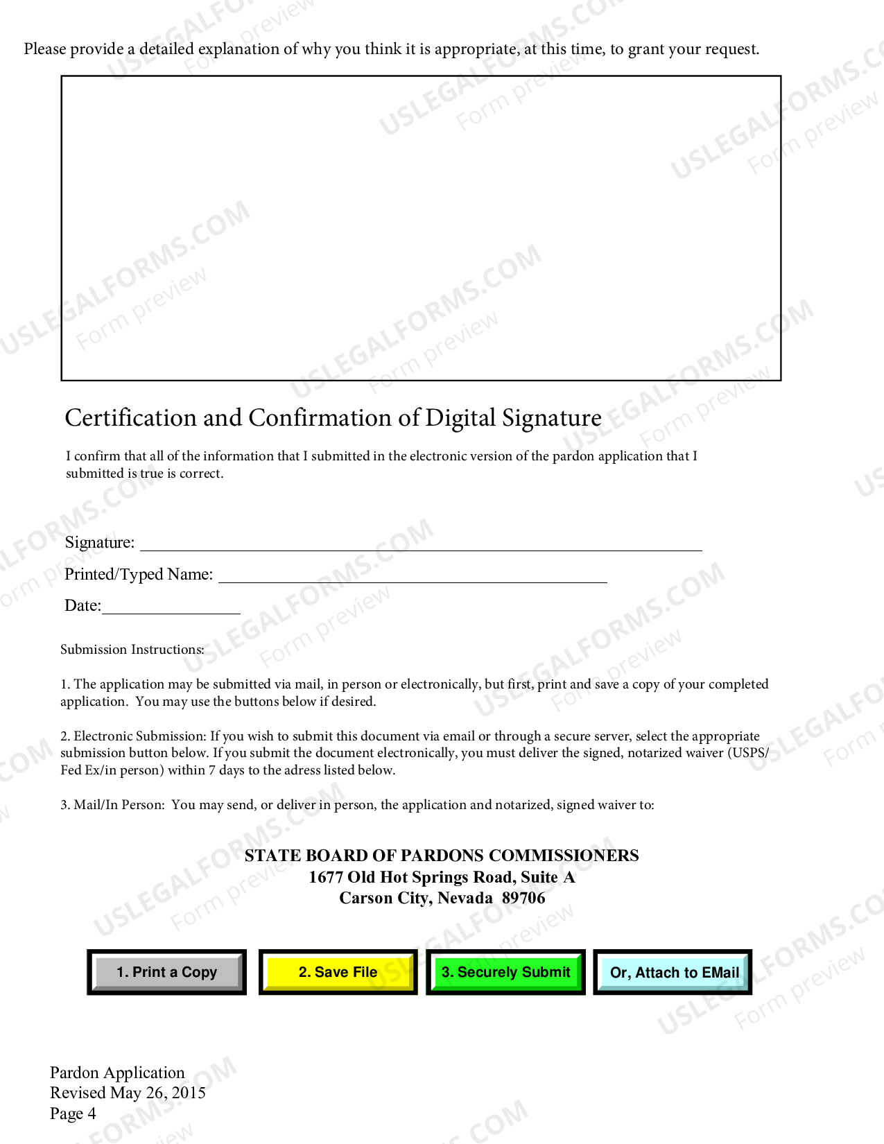 Nevada Application for Pardon | US Legal Forms