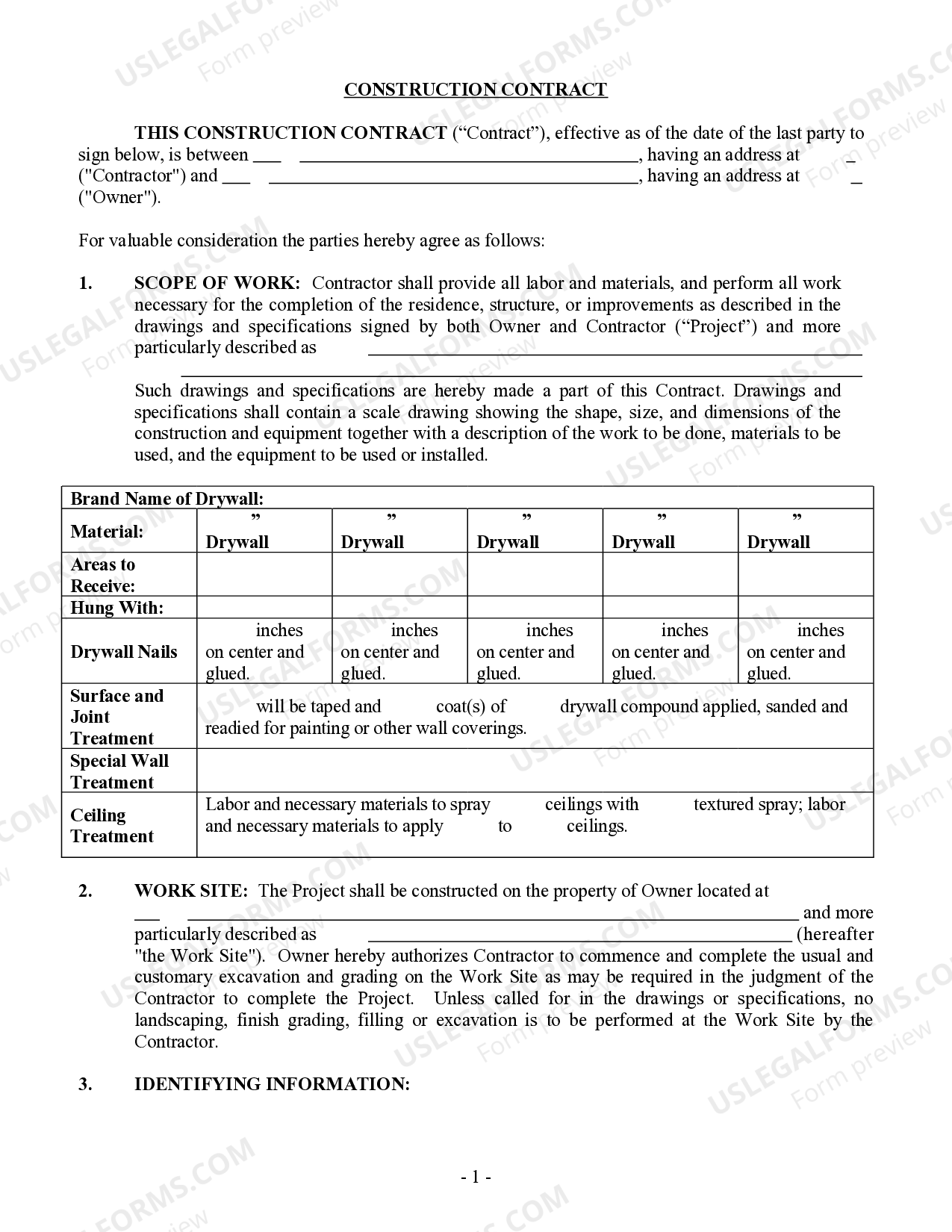 New York Sheetrock Drywall Contract for Contractor - Drywall Contract ...