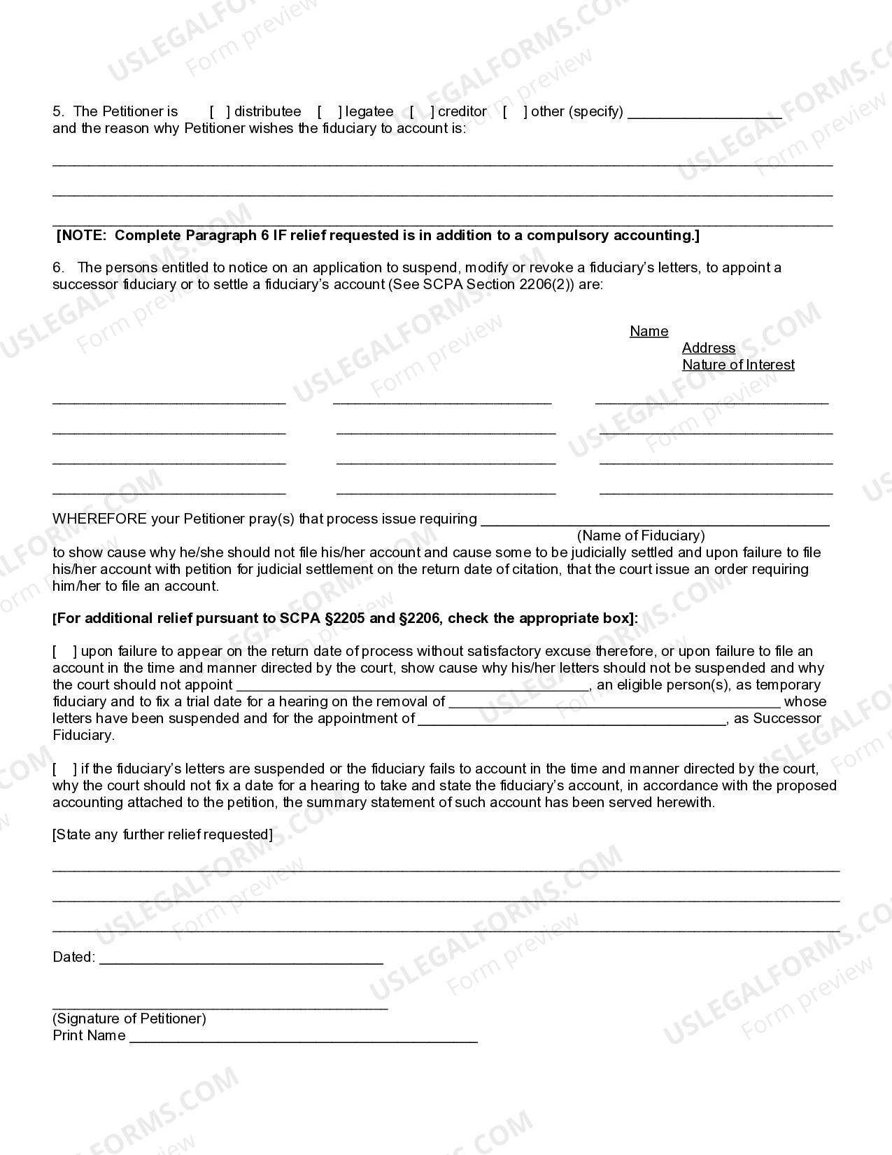 Bronx New York Petition for a Compulsory Accounting and Related Relief ...