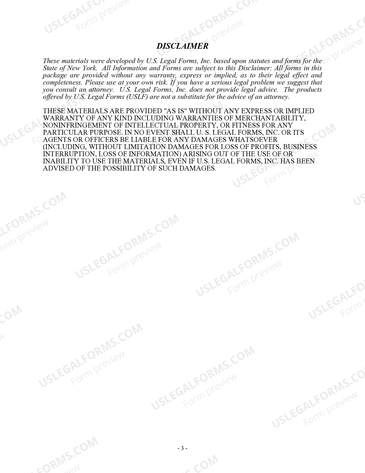 New York Renunciation And Disclaimer of Property received by Intestate ...