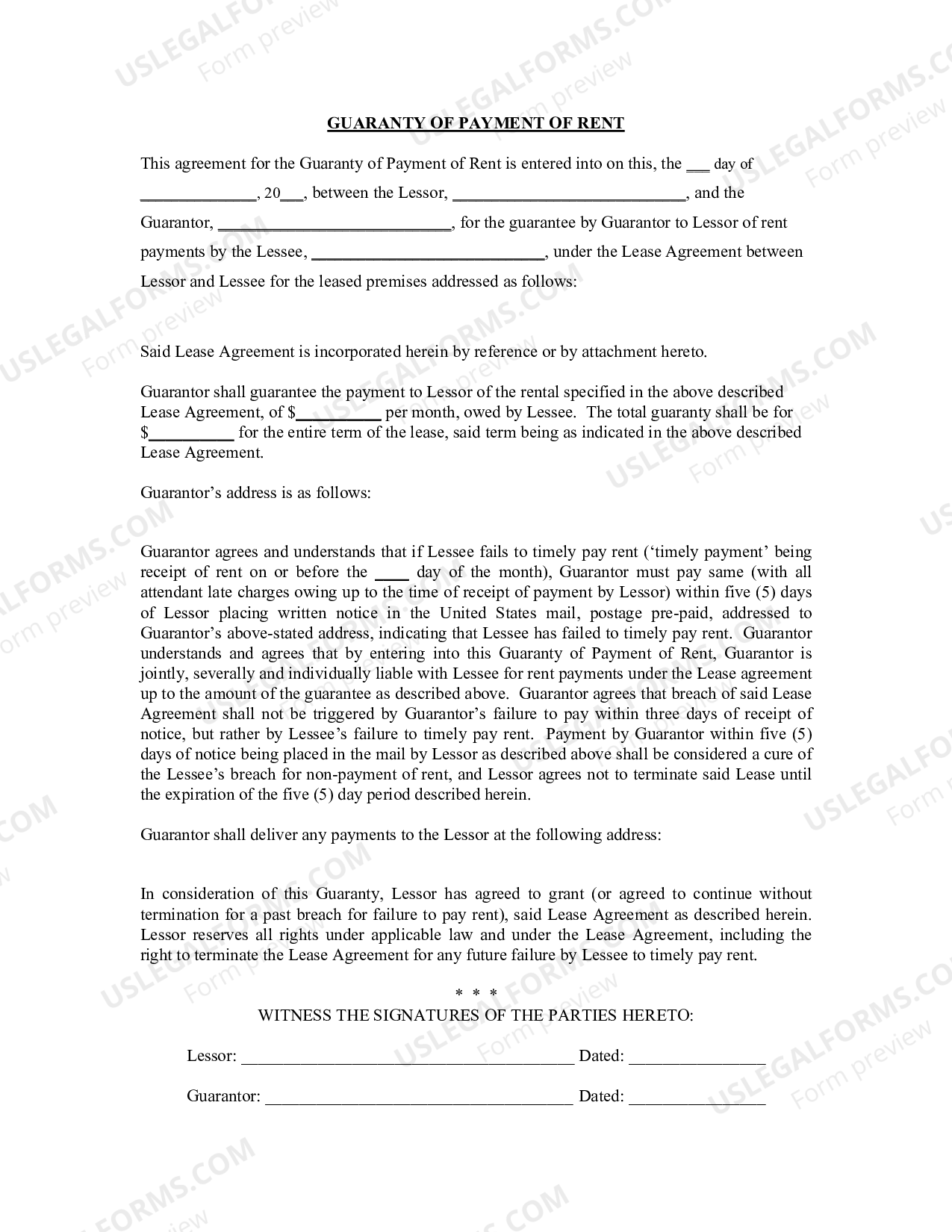 New York Guaranty or Guarantee of Payment of Rent - Guaranty Vs ...