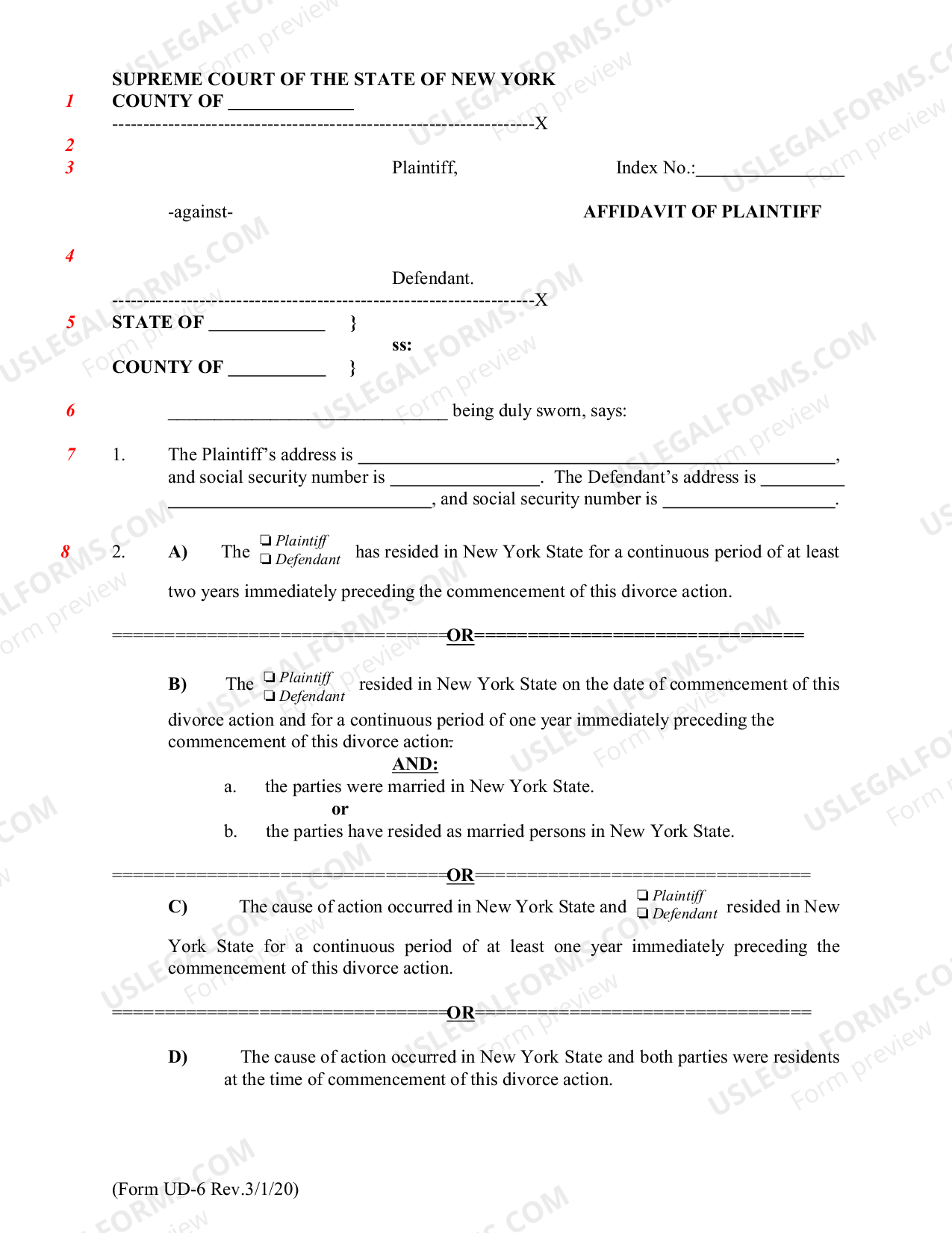 New York Affidavit of Plaintiff - Affidavit Of Irretrievable Breakdown ...