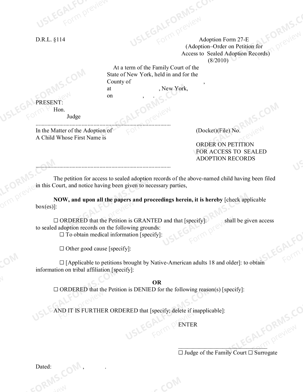 New York Order on Petition for Access to Sealed Adoption Records | US ...