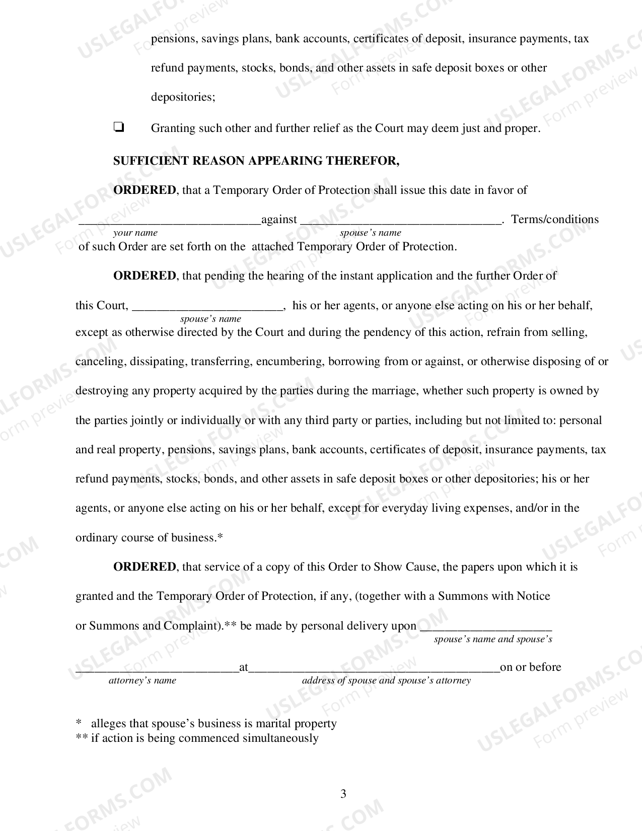 New York Order to Show Cause for Temporary Relief - Order To Show Cause ...