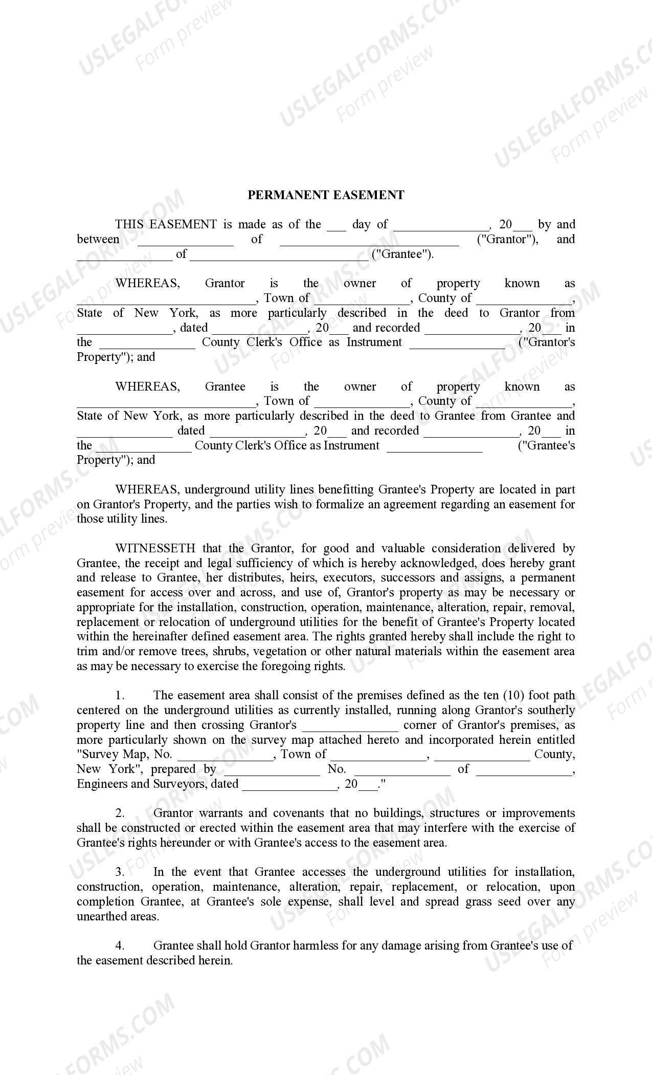 New York Permanent Easement - Permanent Easement | US Legal Forms