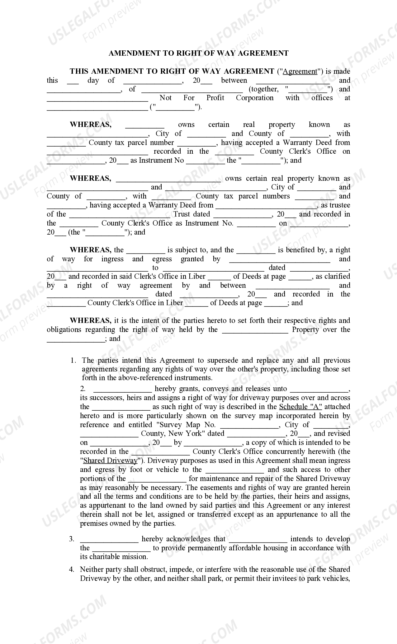 New York Amendment to Right of Way Easement - New York Right Ny | US ...