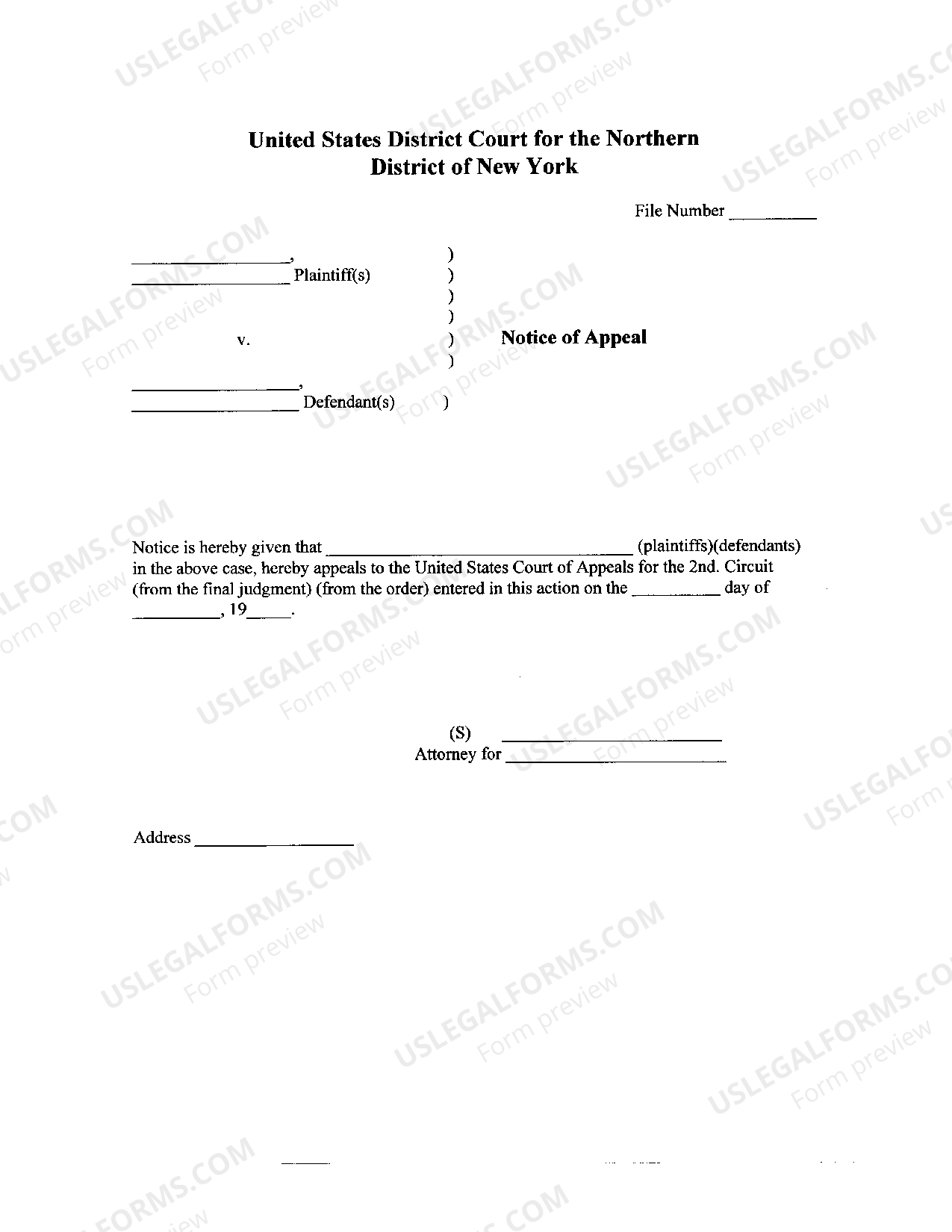 New York Notice of Appeal | US Legal Forms